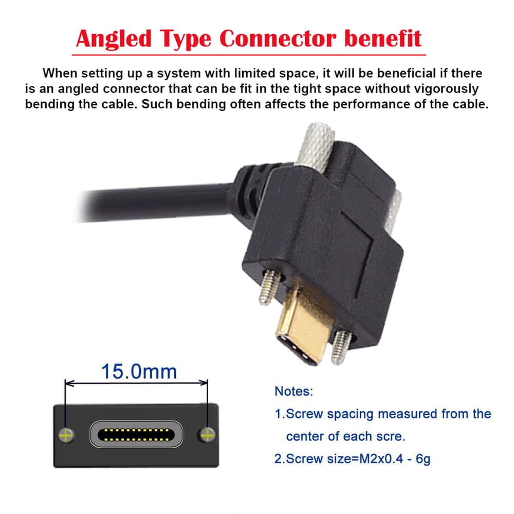 TRAHOO-Up Angled 10Gbps USB 3.1 USB-C Type C Extension Data Screw ...