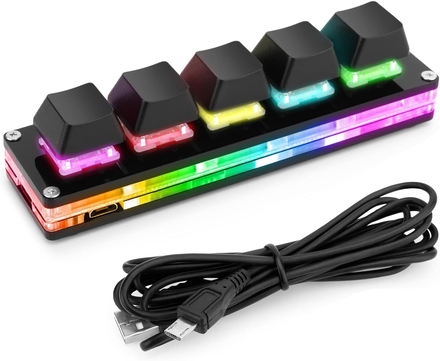 TRAHOO-Upgrade Black 5 Keys Mini Macro Mechanical Keyboard Gaming ...