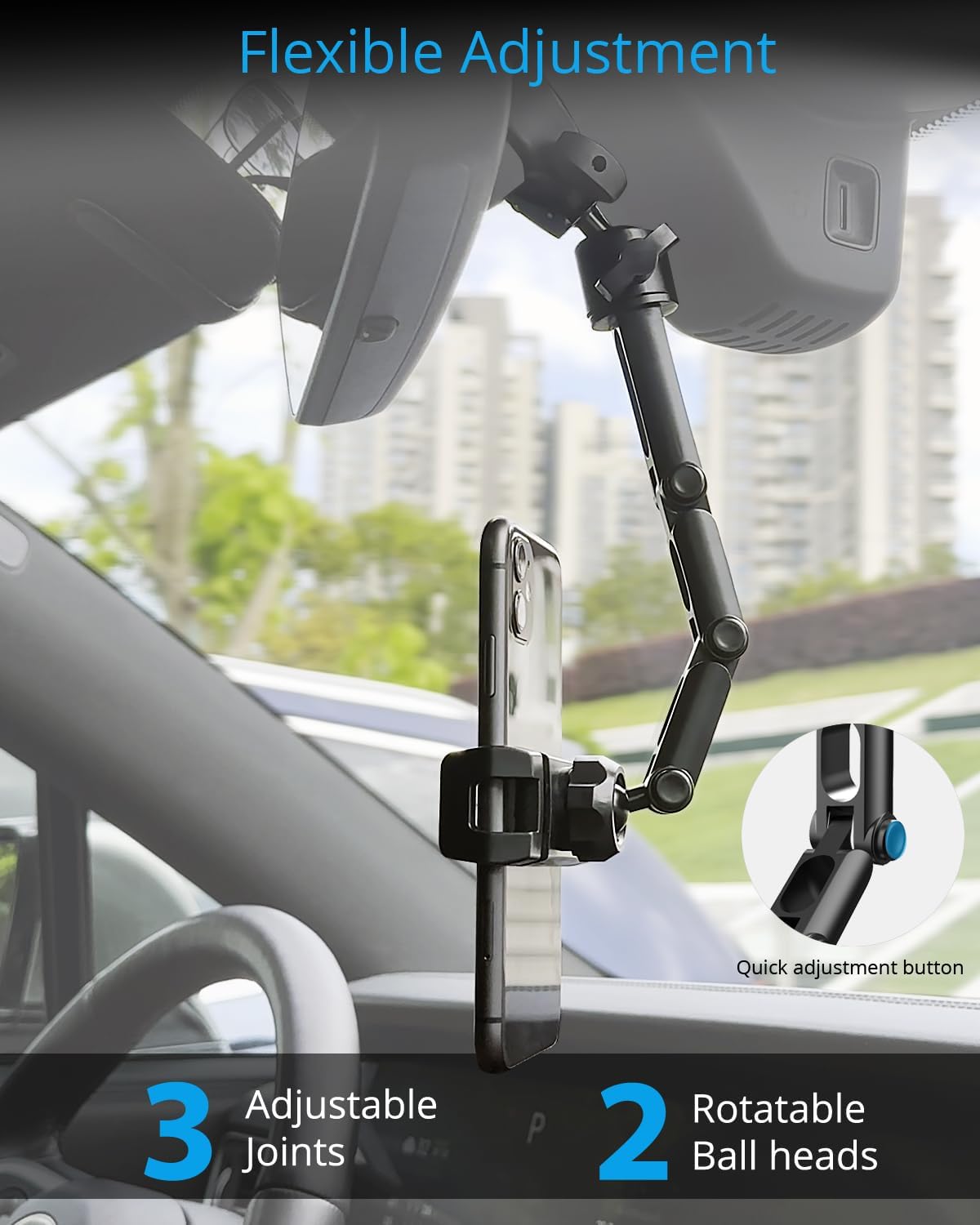 TRAHOO-Upgrade Rear View Mirror Phone Holder Mount for Car, Aluminum ...