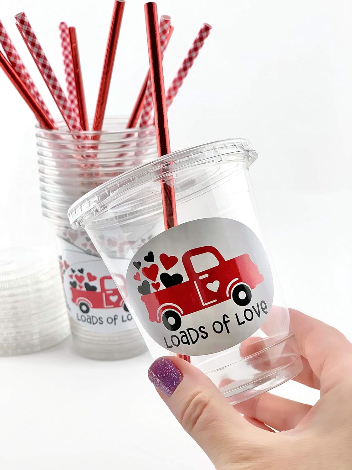 TRAHOO-Valentines Day Party Cups with Straws and Lids, Disposable ...