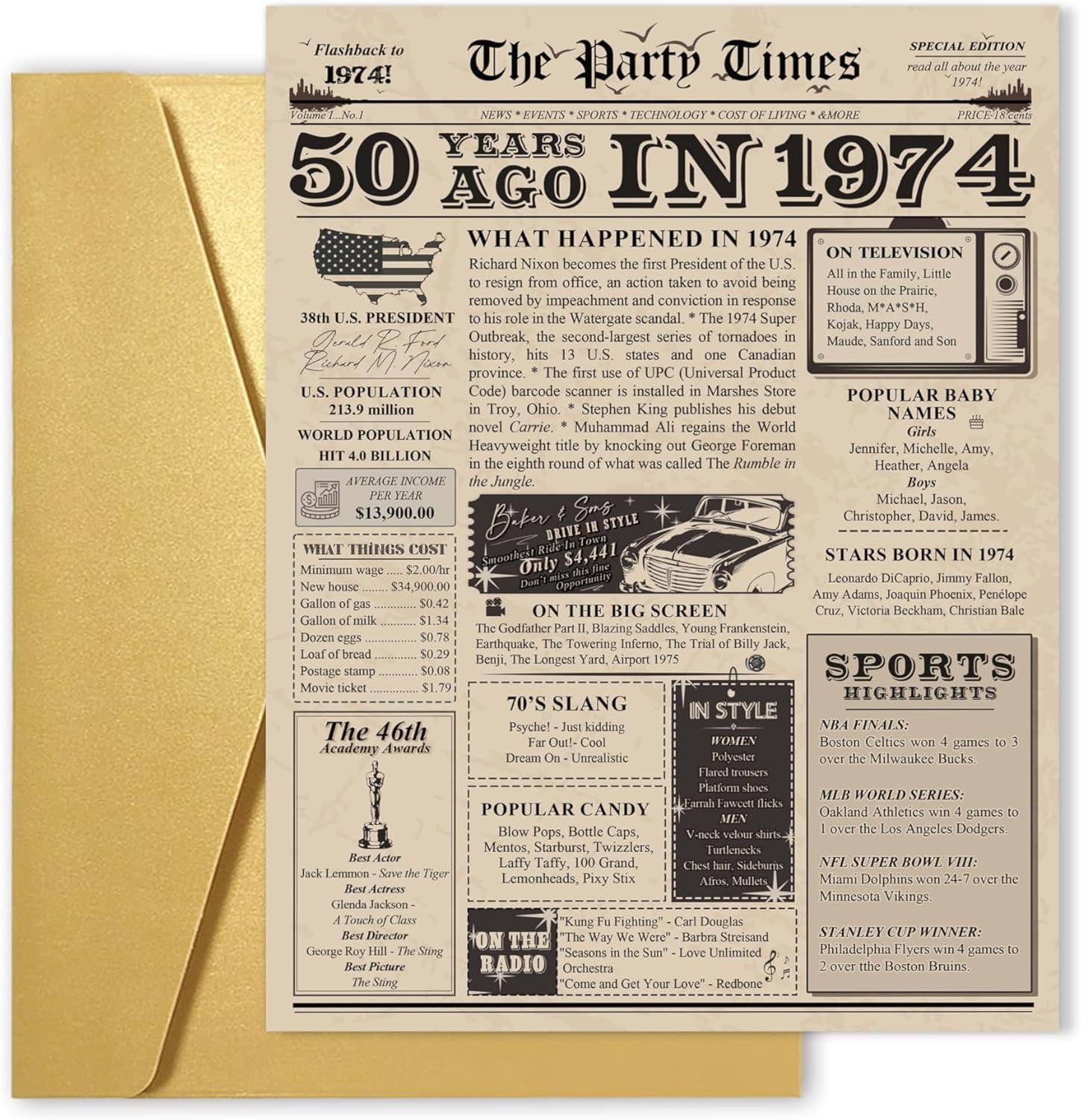 TRAHOO-Vintage 50th Birthday Card Card for Women Men, Happy 50th ...