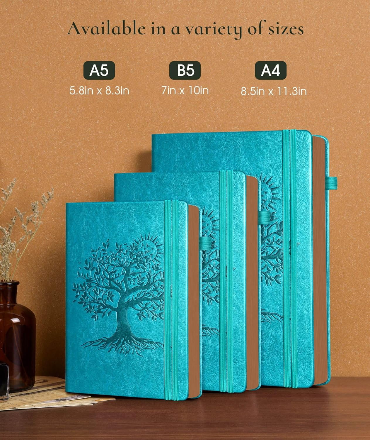 TRAHOO-Vintage Leather Journal with 300 Numbered Pages,A4 Lined Journal ...