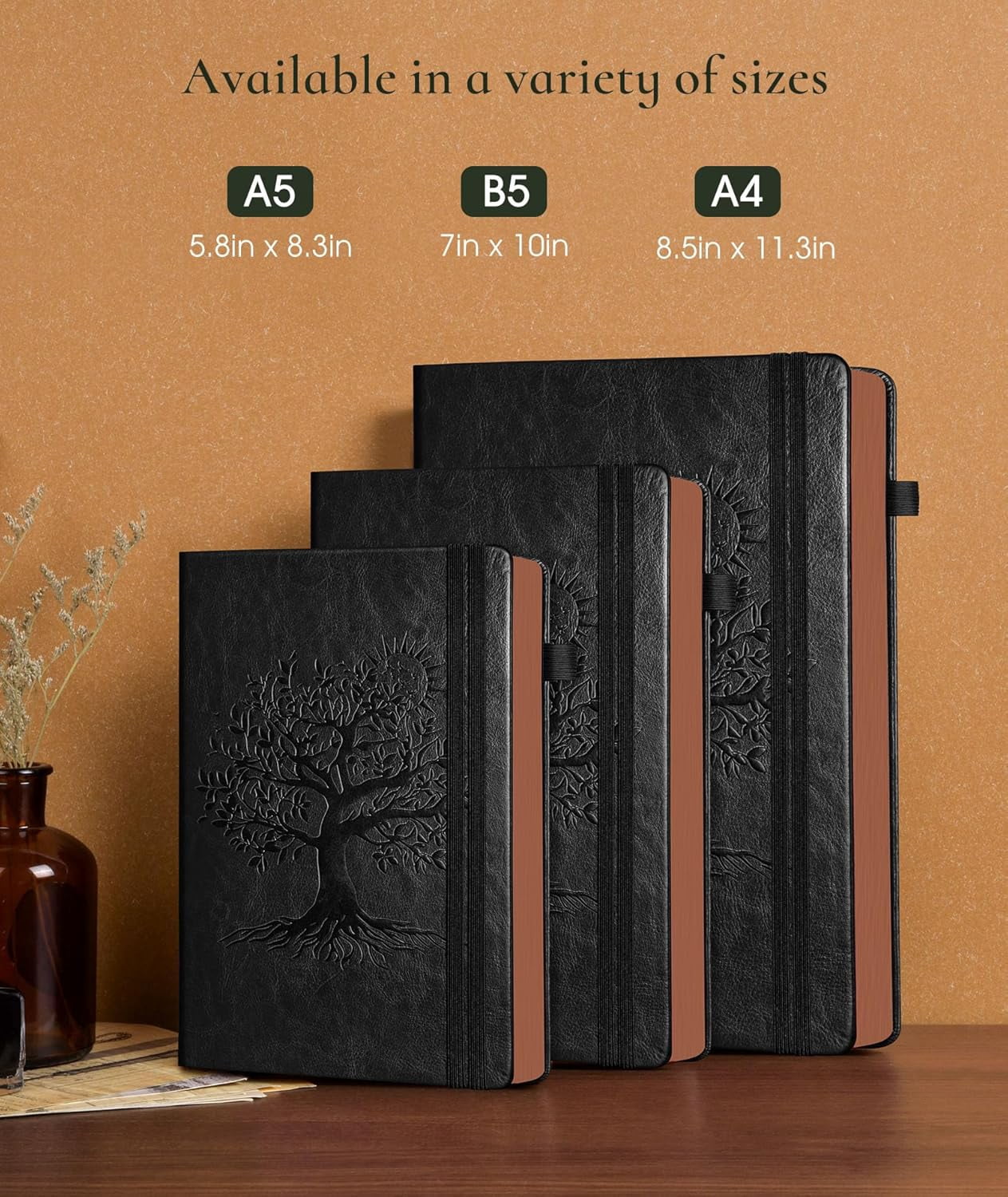 TRAHOO-Vintage Leather Journal with 300 Numbered Pages,B5 Lined Journal ...