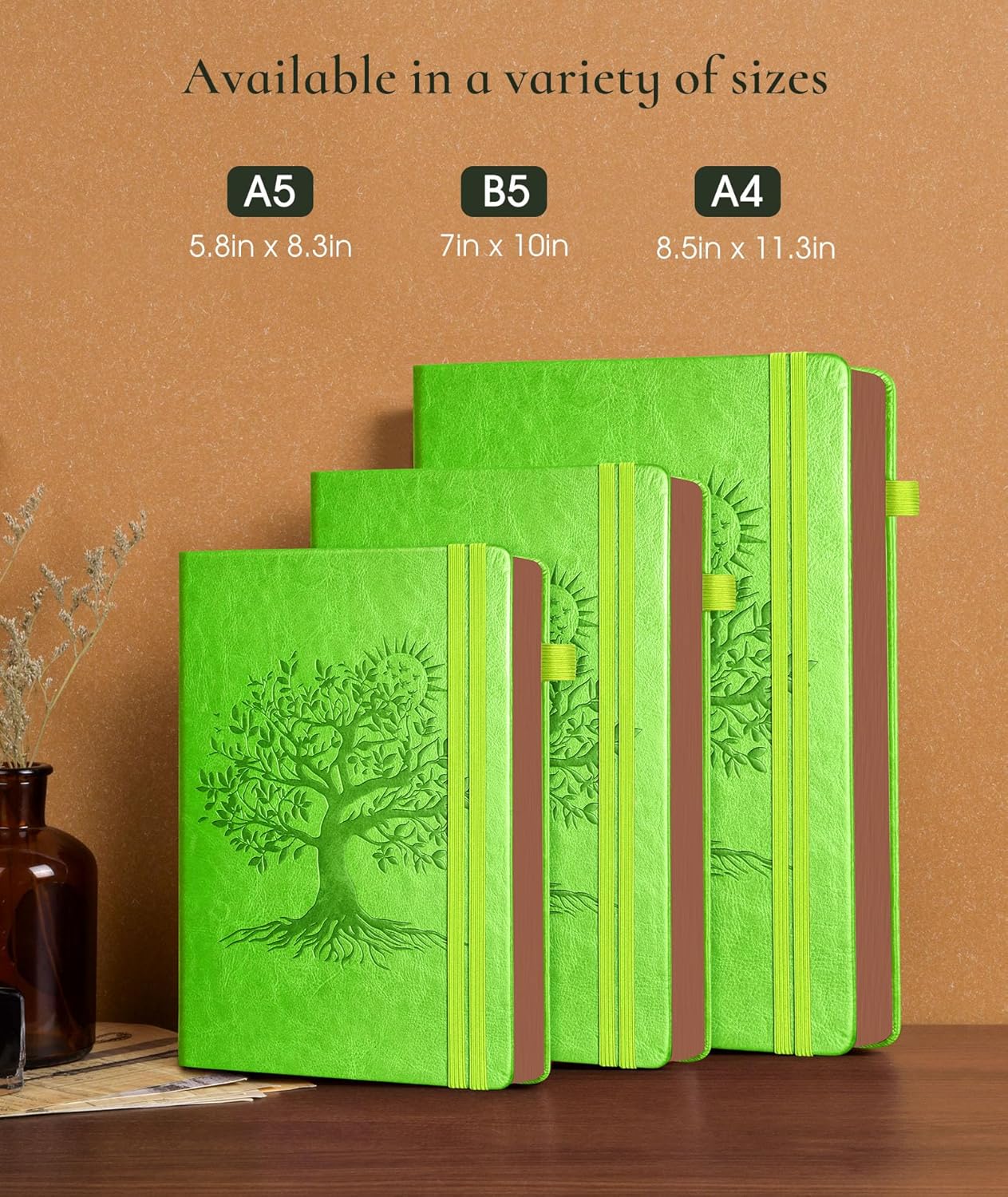 TRAHOO-Vintage Leather Journal with 300 Numbered Pages,B5 Lined Journal ...