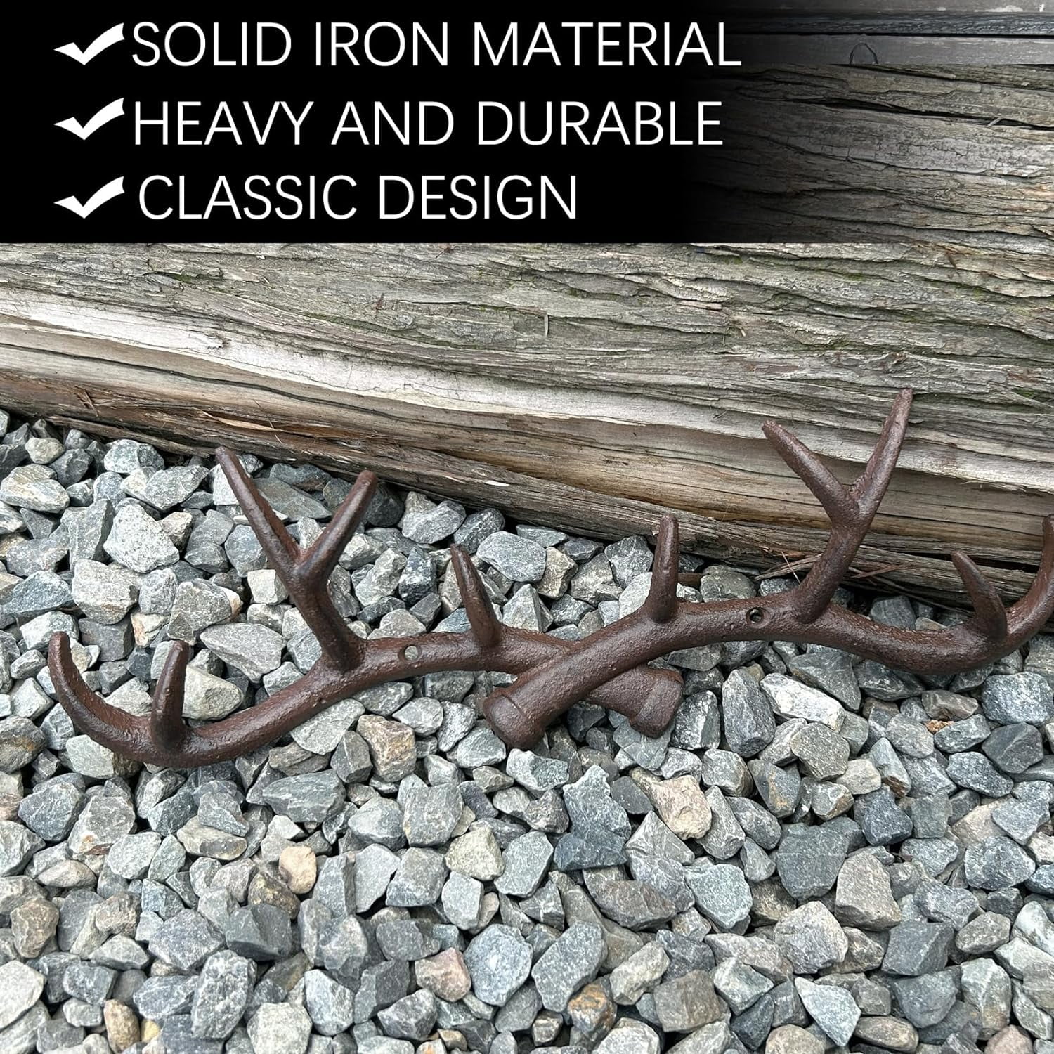 TRAHOO-Vintage Rustic Cast Iron Deer Antlers Coat Rack Key Holder ...