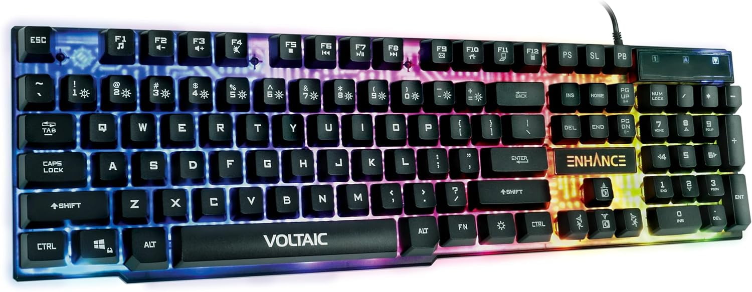 TRAHOO-Voltaic 2 Gaming Keyboard - LED Backlit Membrane Keyboard with a ...