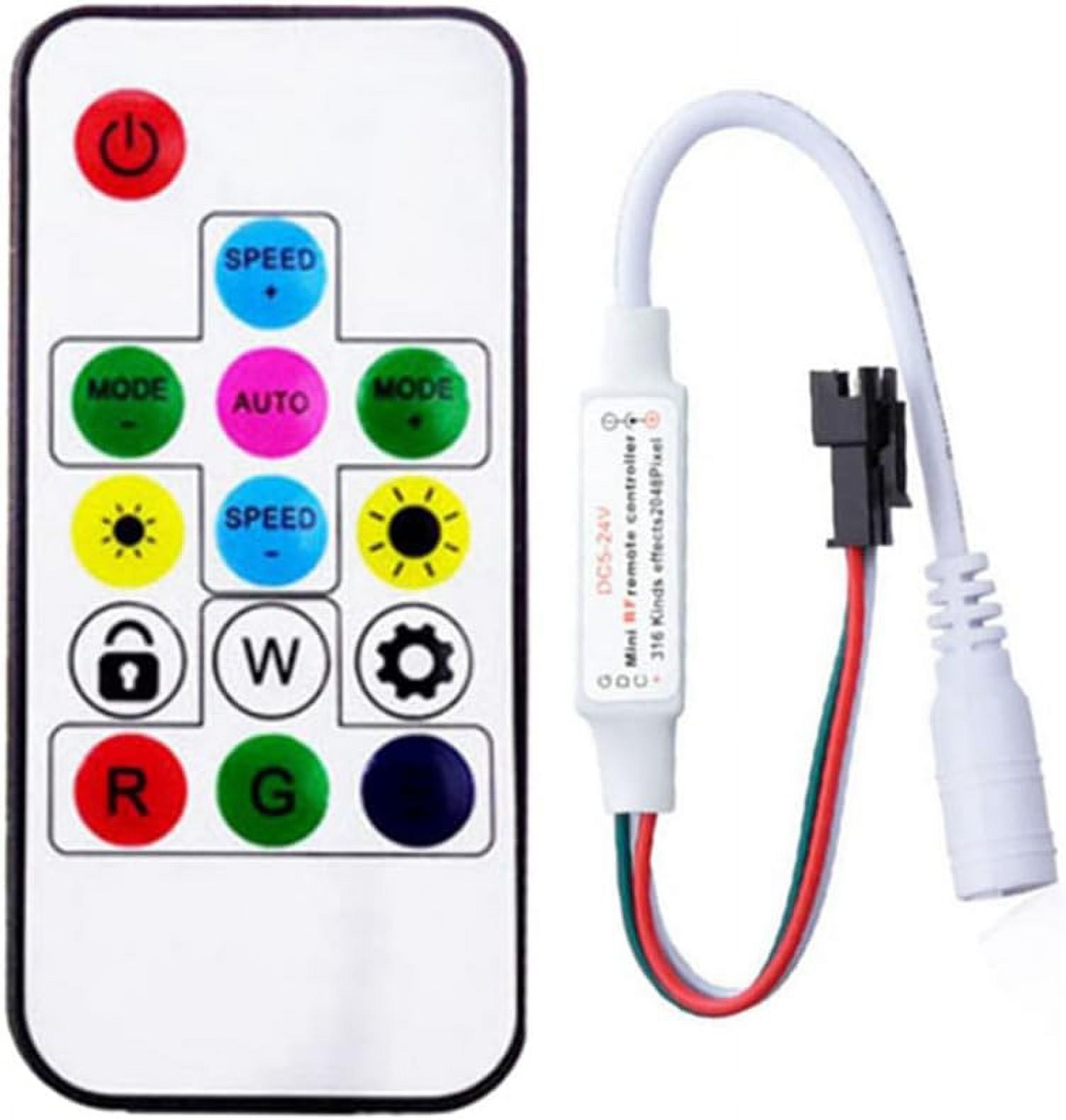 TRAHOO-WS2812B WS2811 Addressable LED Controller RF Remote Wireless ...