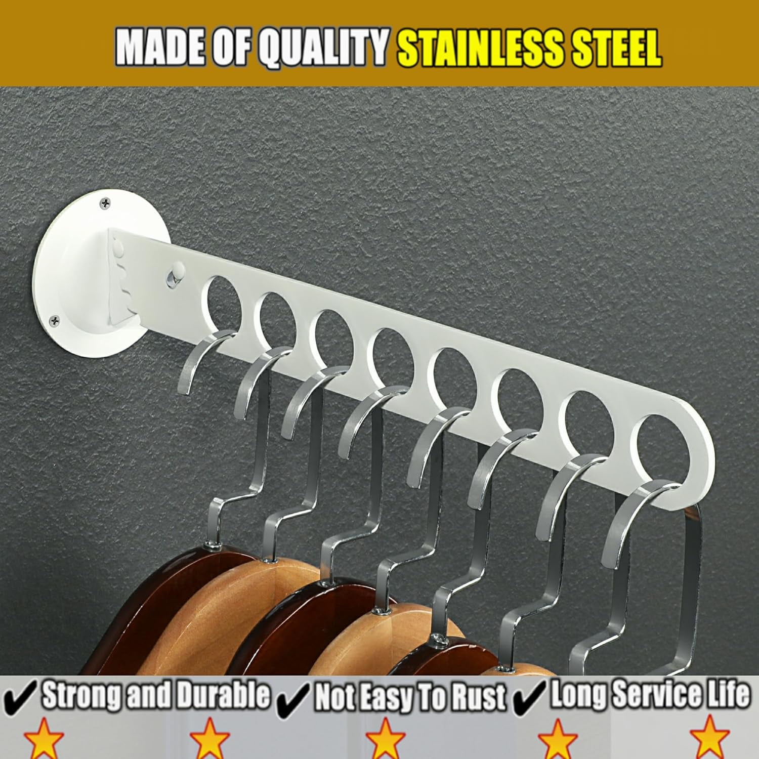 TRAHOO-Wall Mounted Clothes Drying Rack, Stainless Steel Adjustable ...