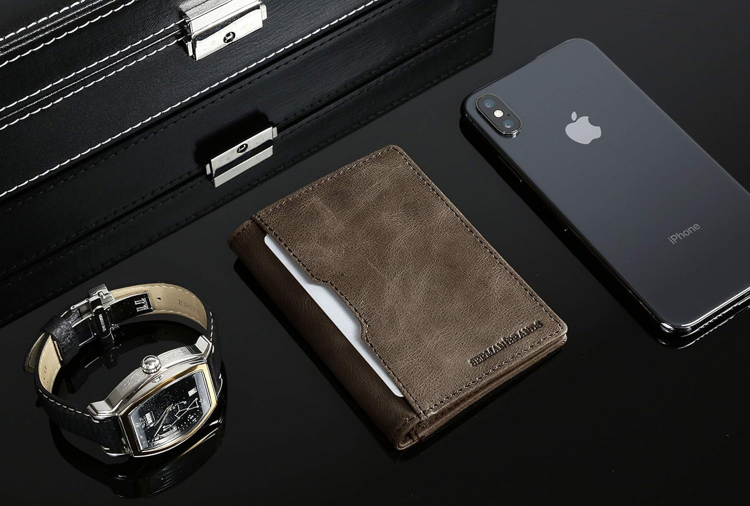 TRAHOO-Wallets for Men Slim Mens leather RFID Blocking Minimalist Card ...