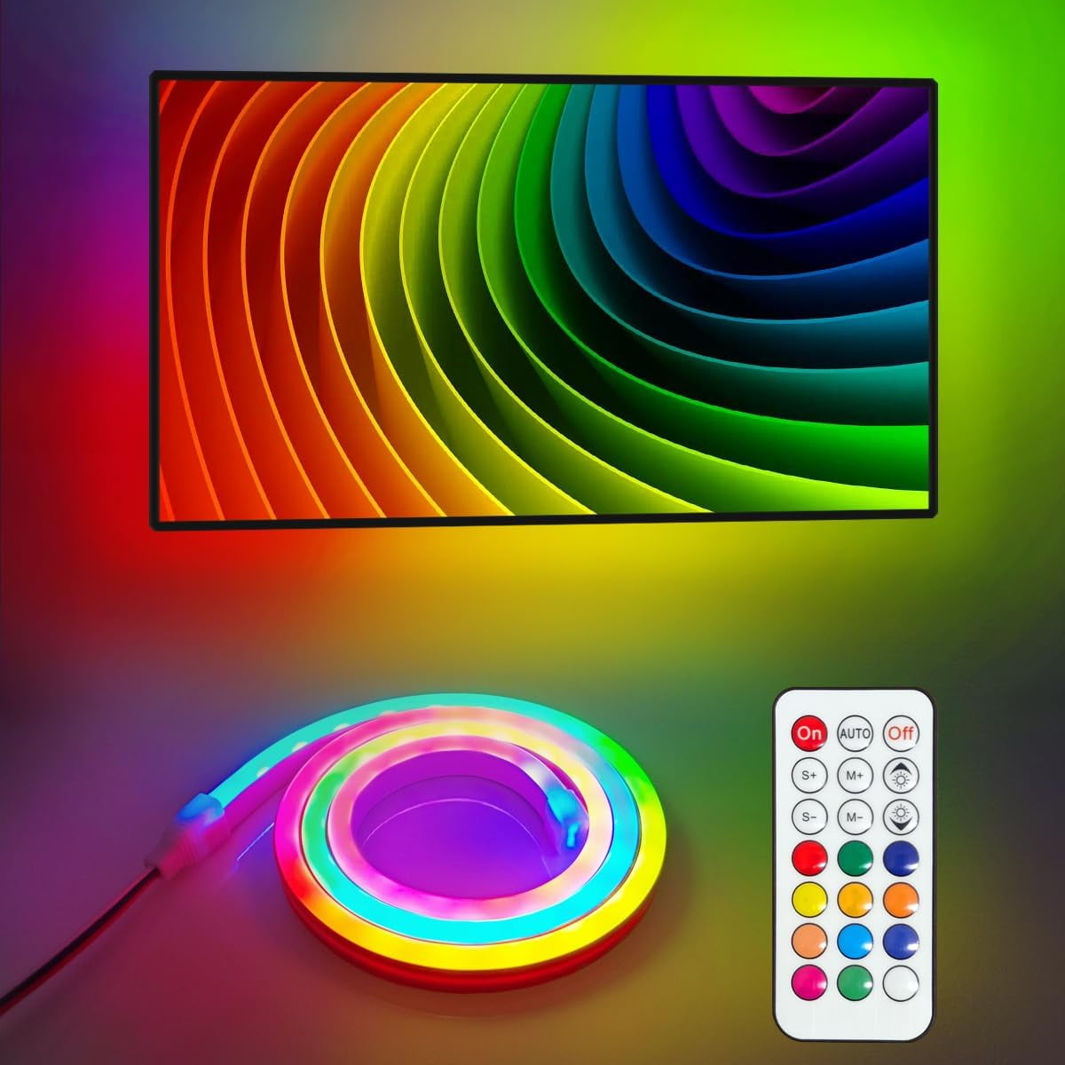 TRAHOO-Waterproof RGB Color Change with Remote Controller Flexible TV ...