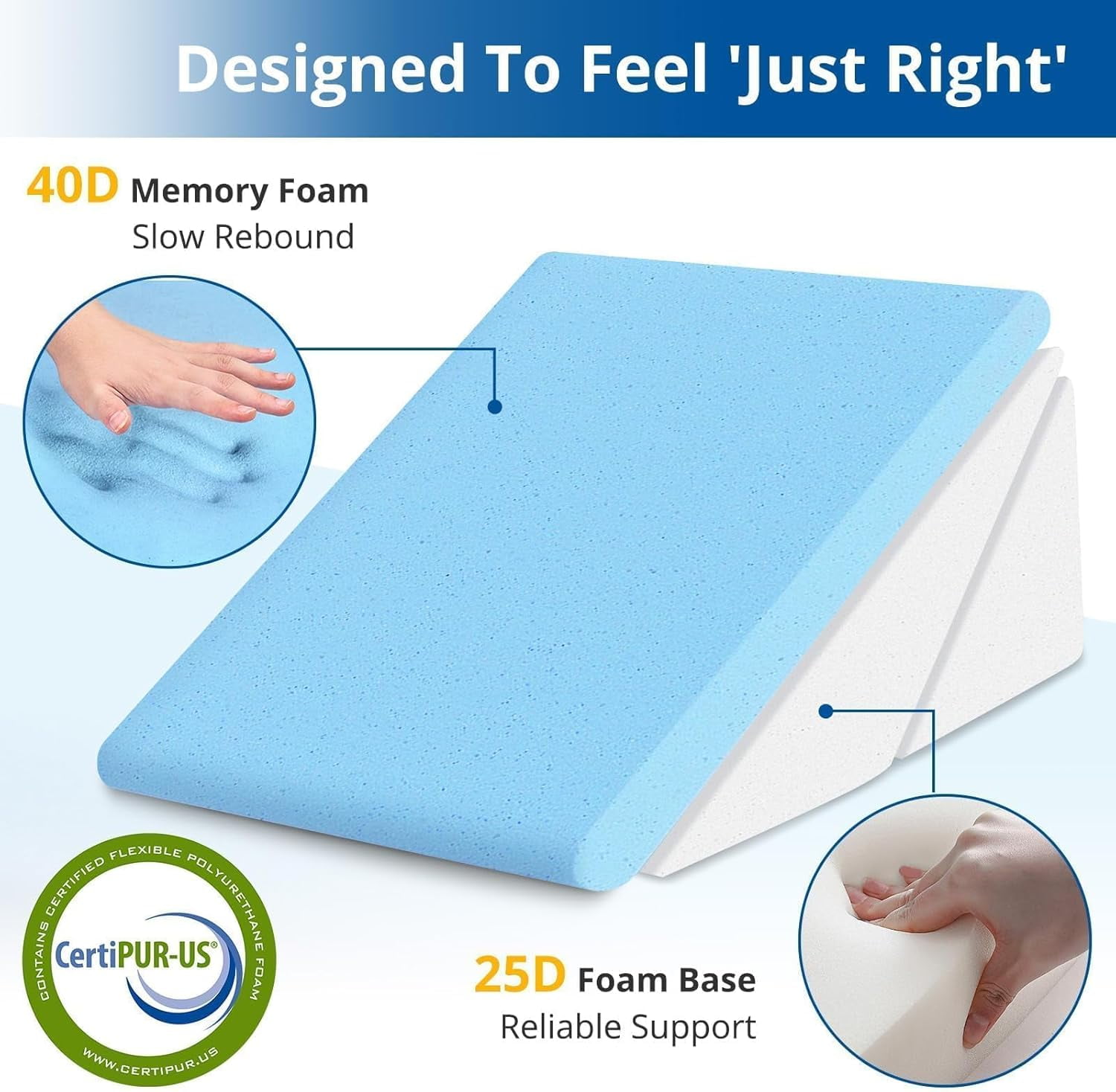 TRAHOO-Wedge Pillow for Sleep Apnea, 12 Inch Bed Wedge Pillow for Back ...