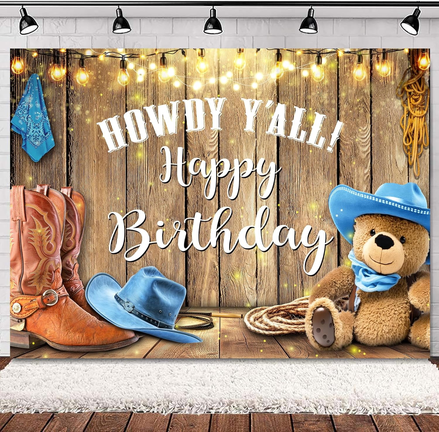 TRAHOO-Western Cowboy Birthday Backdrop 7Wx5H Country Rodeo Howdy Wild ...