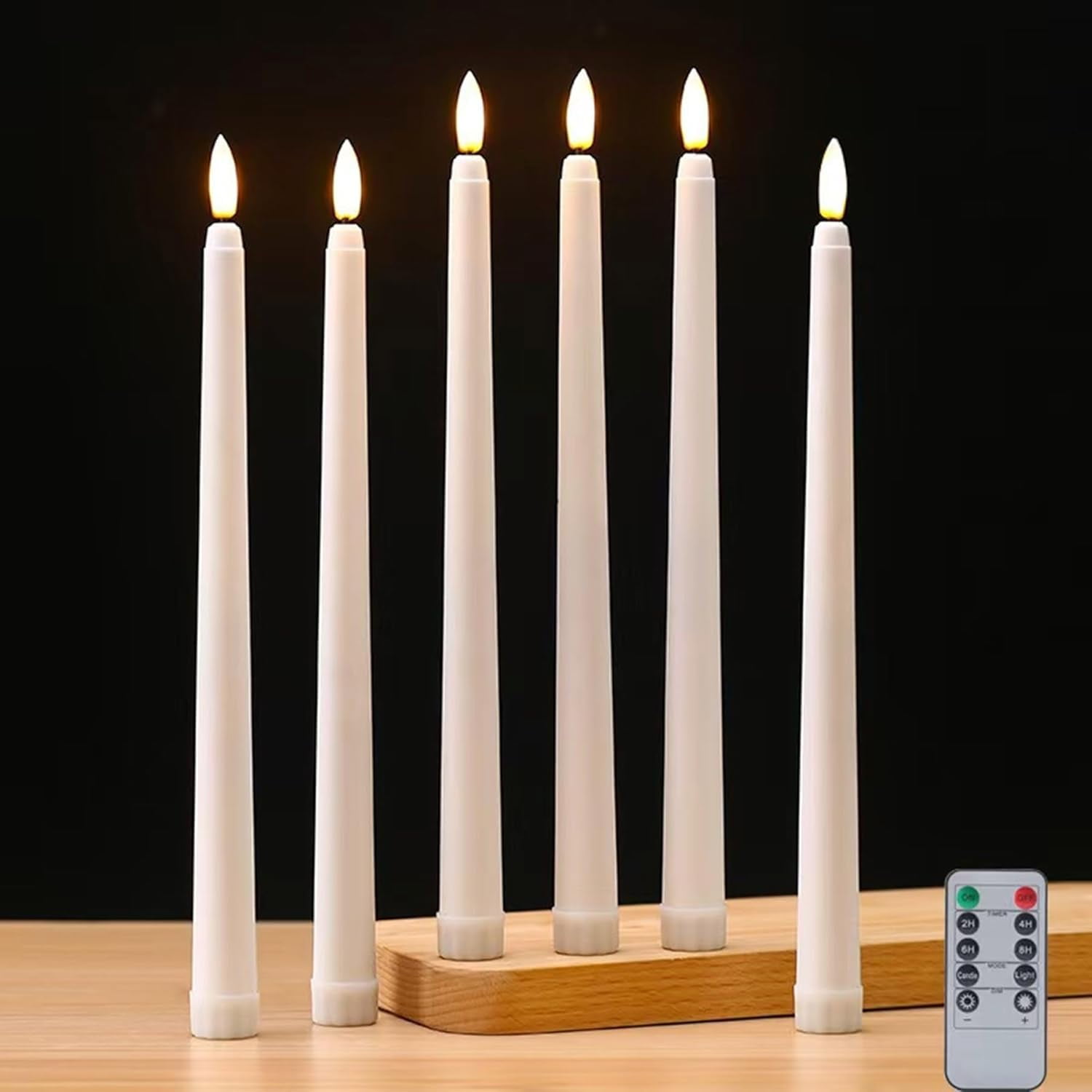 TRAHOO-White Flameless Taper Candles with Remote, Flickering LED ...
