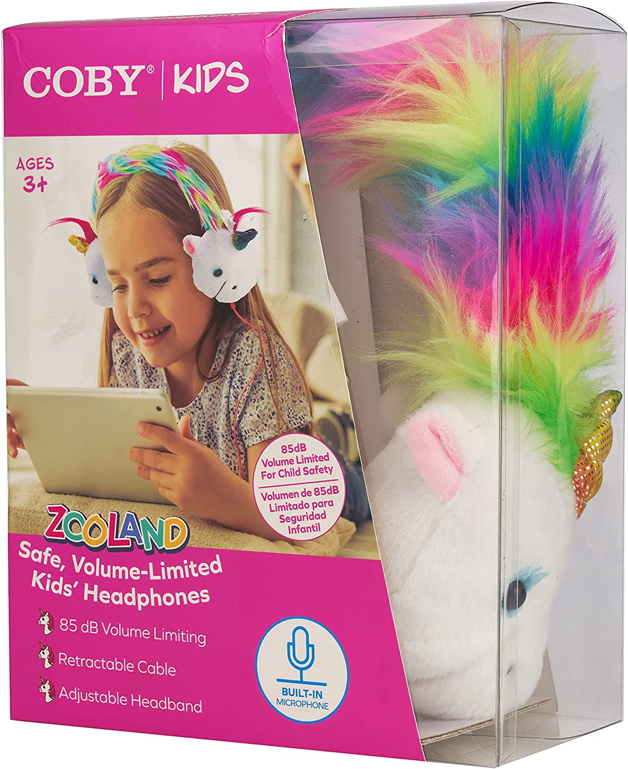 TRAHOO-Wired Plush Kids Headphones, 3.5mm Jack with Built-In Splitter, Volume Limit, On-Ear ...