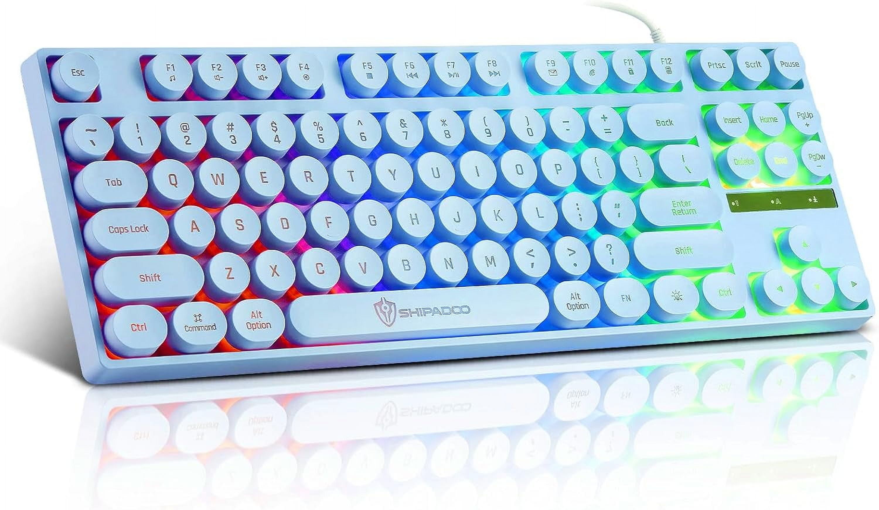TRAHOO-Wired Retro Punk Gaming Keyboard with Rainbow Backlit, 87 Keys ...