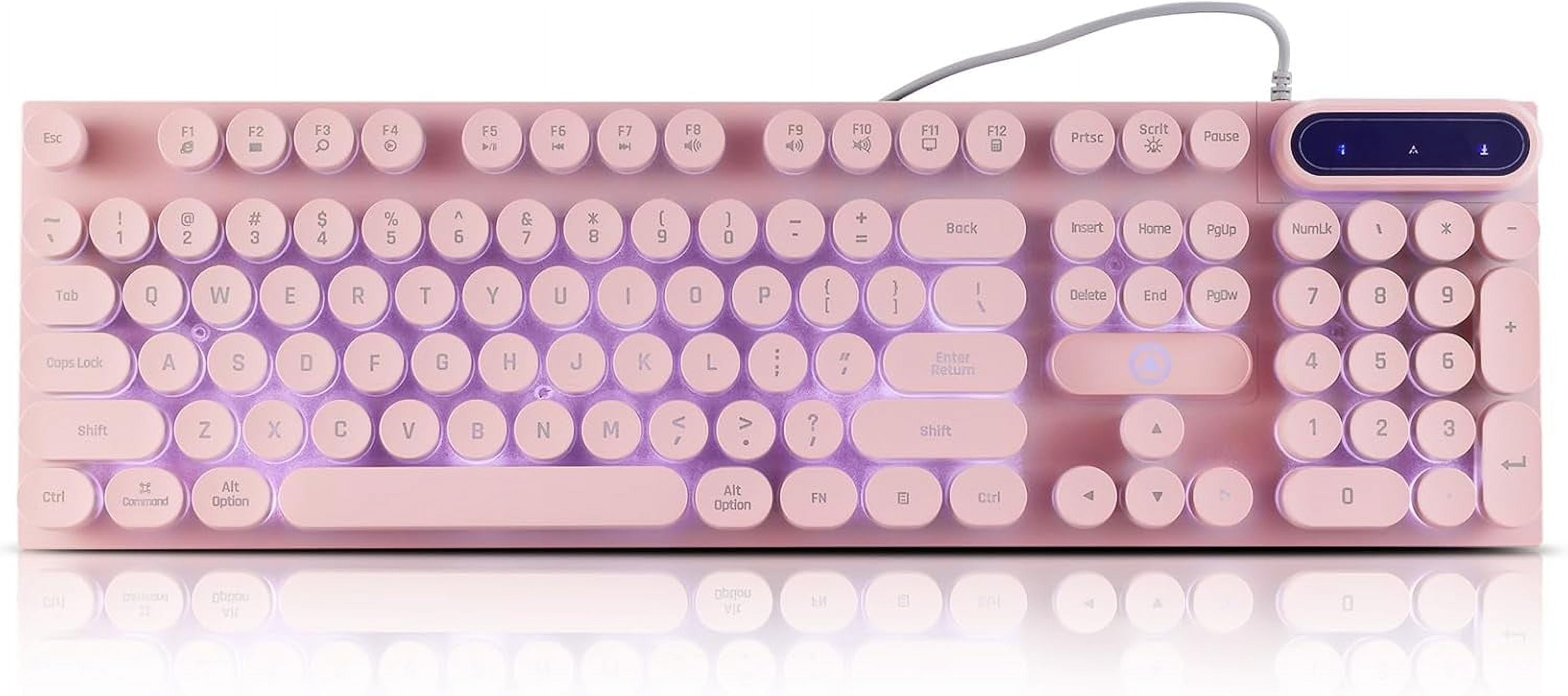 TRAHOO-Wired Retro Punk Gaming Keyboard with White LED Backlit, 104 ...