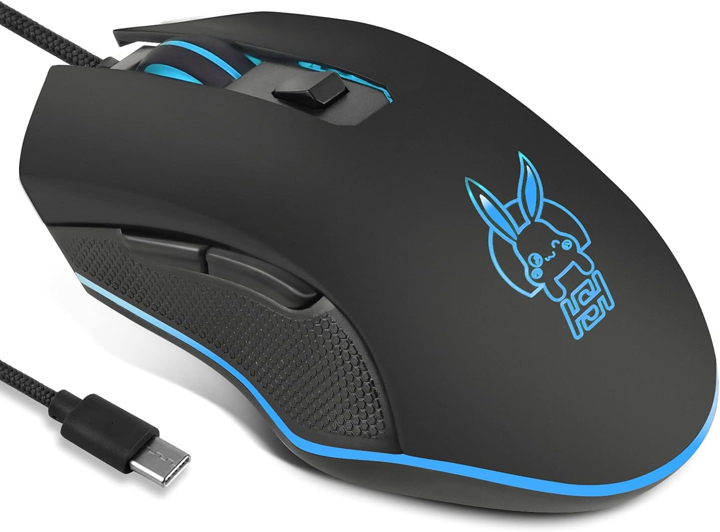 TRAHOO-Wired USB C Gaming Mouse, Silent RGB Gaming Mice 7 Colors ...