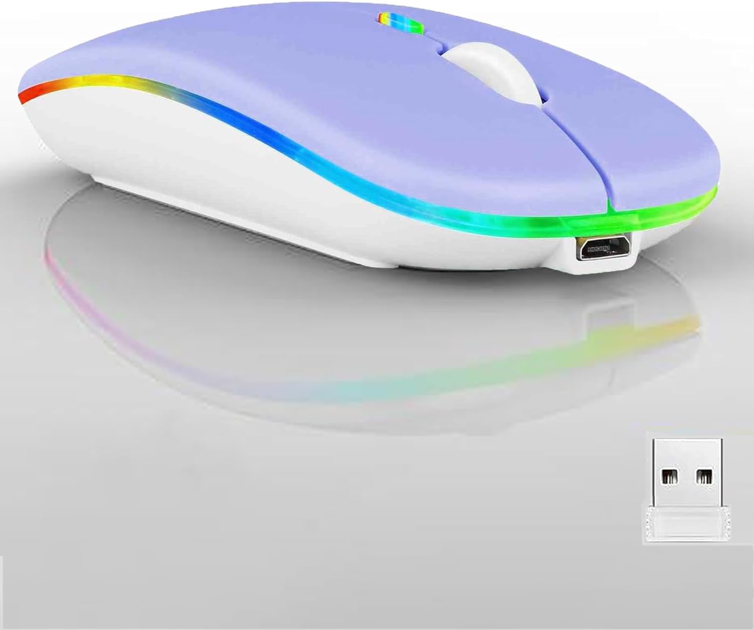 TRAHOO-Wireless Bluetooth Mouse,LED Dual Mode Rechargeable Silent Slim ...