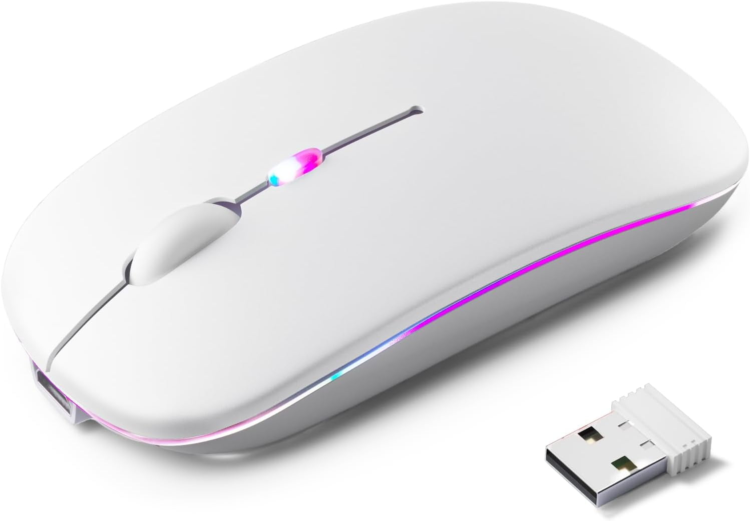 TRAHOO-Wireless Bluetooth Mouse, Rechargeable LED Dual Mode Mouse ...