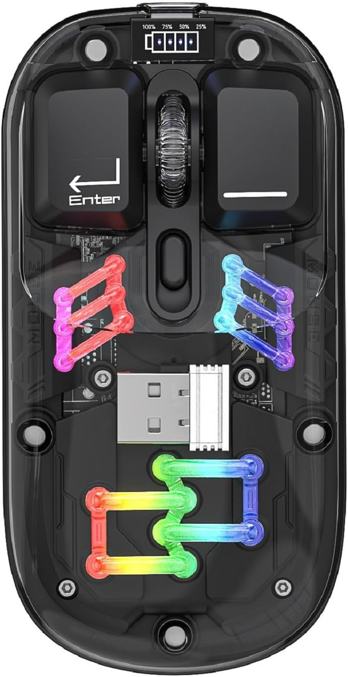 TRAHOO-Wireless Bluetooth Mouse, Transparent BT + 2.4G Dual-Mode ...