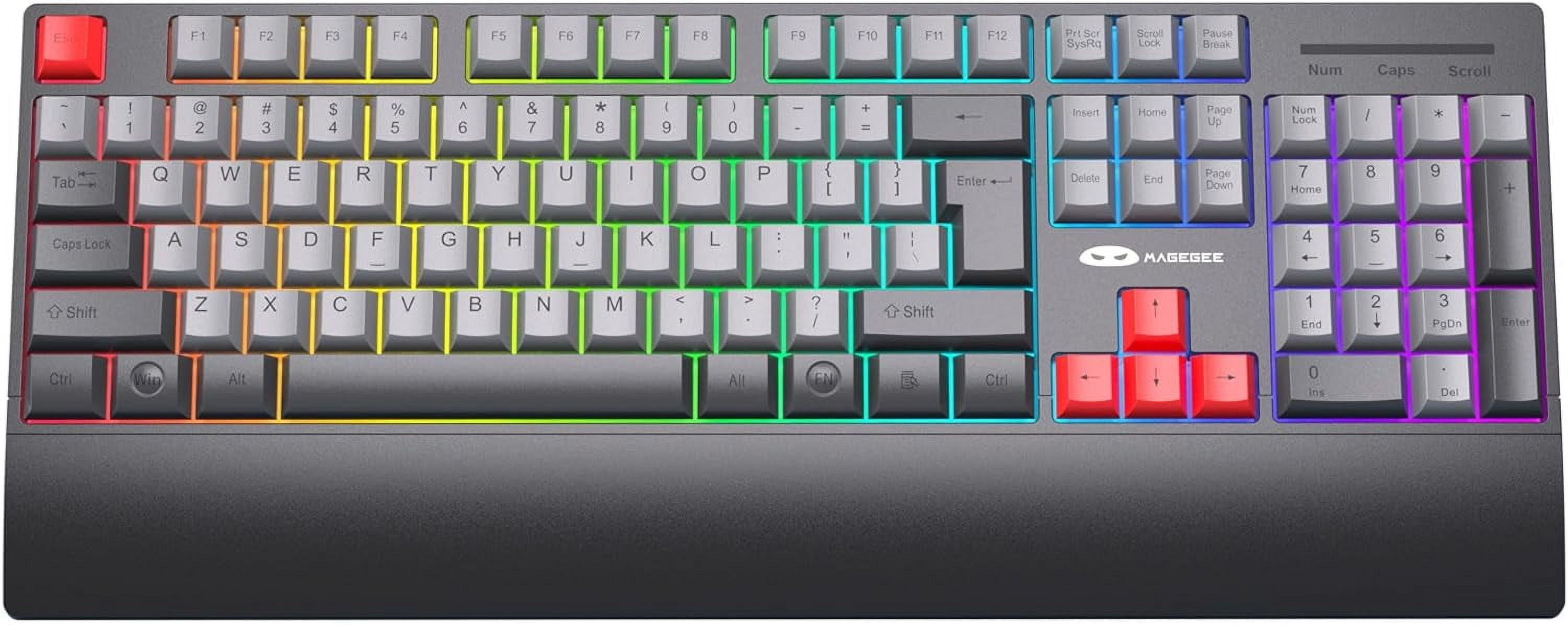 TRAHOO-Wireless Gaming Keyboard, Full Size RGB LED Backlit Membrane ...