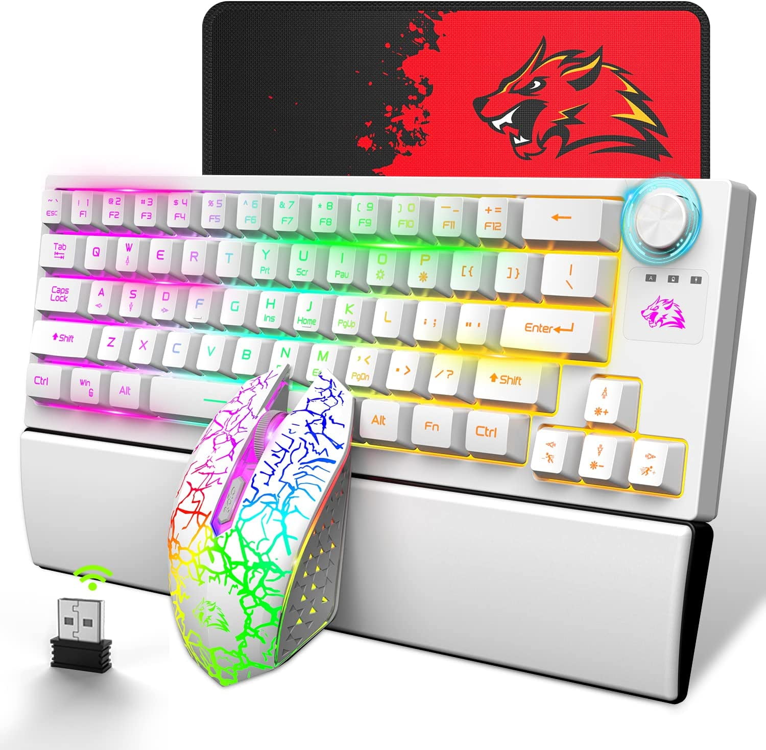 Trahoo Wireless Gaming Keyboard Mouse Combo Wrist Rest 4000mah