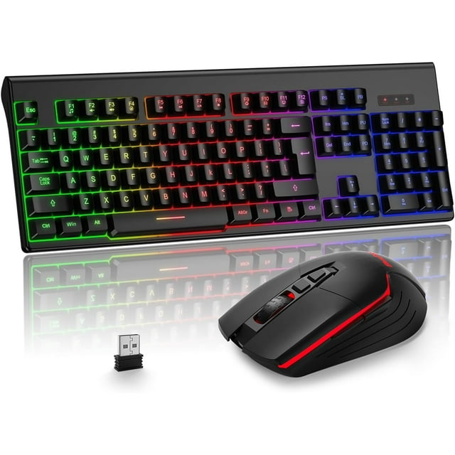 Trahoo Wireless Gaming Keyboard And Mouse Combo Rgb Backlit