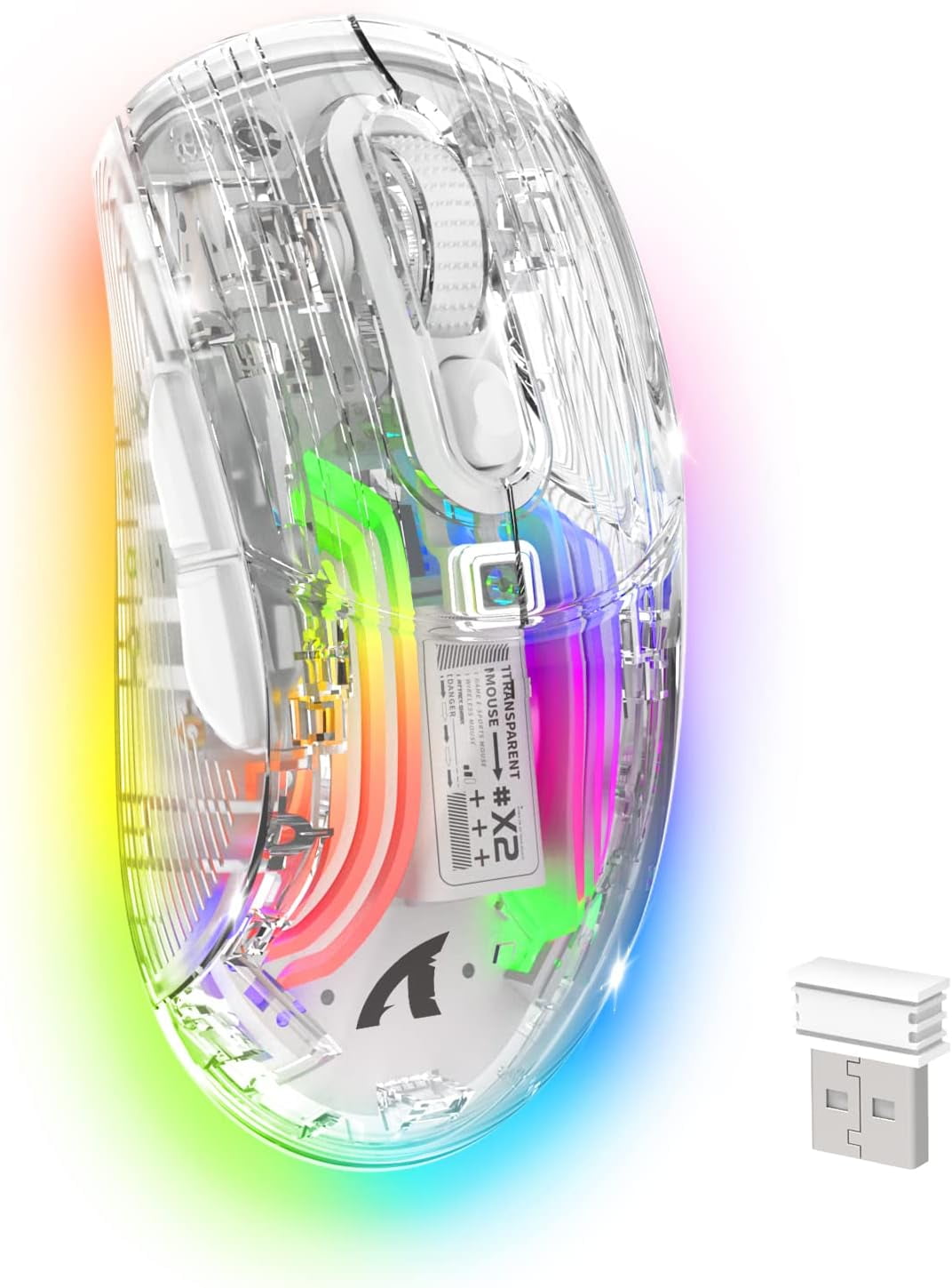 TRAHOO-Wireless Gaming Mouse PC Transparent Shell Computer Mice with Dual mode BT5.0/2.4G,PixArt ...