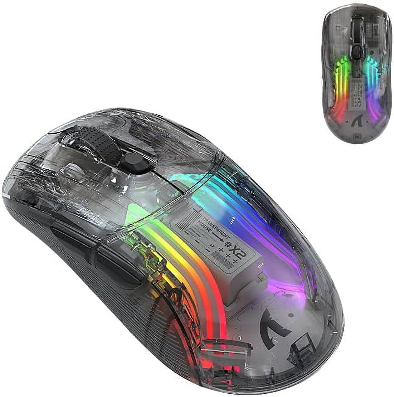 TRAHOO-Wireless Gaming Mouse Transparent Bluetooth Dual Mode Clear RGB ...