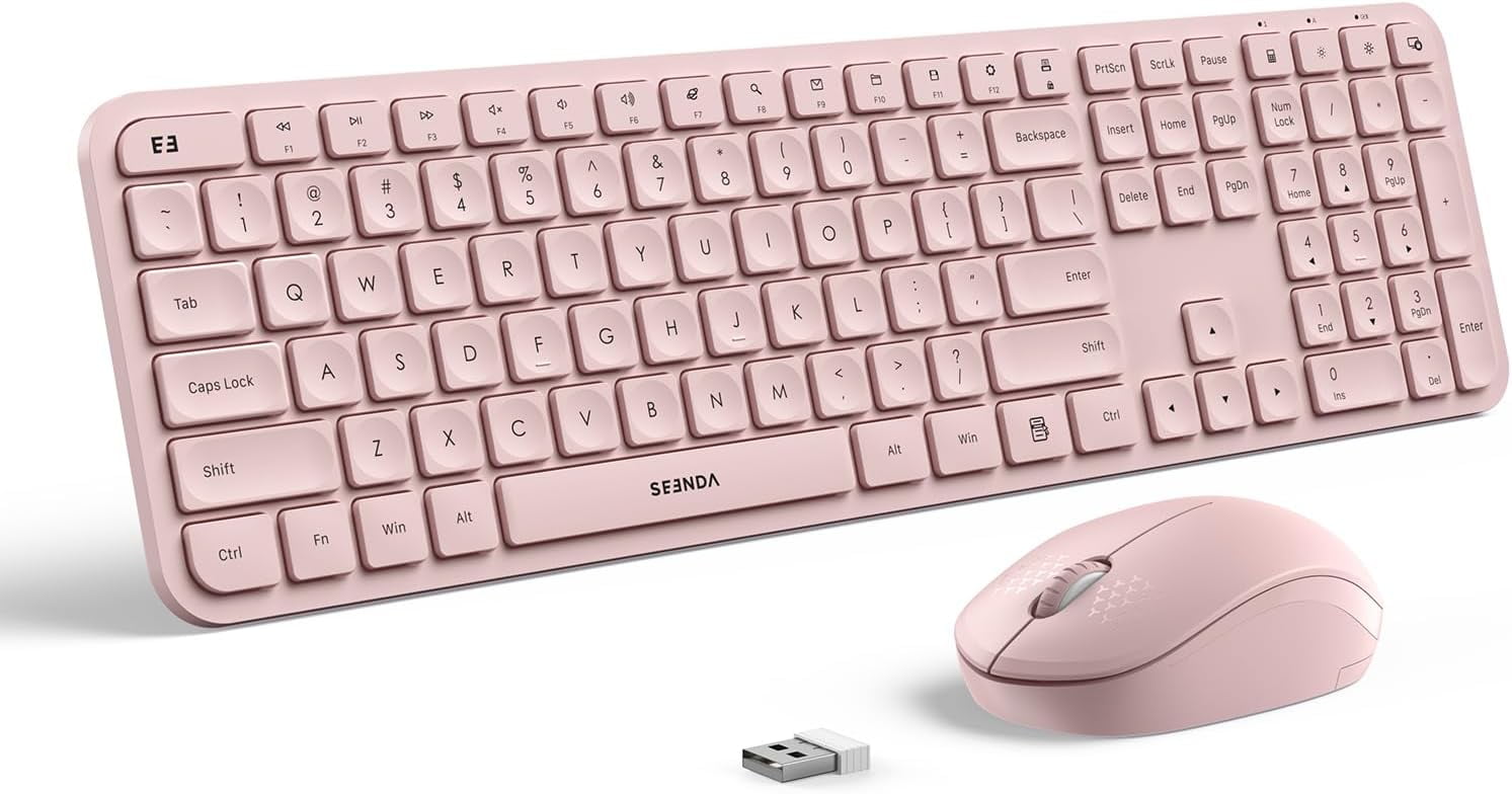 Trahoo Wireless Keyboard And Mouse Combo Full Size 2 4g Usb Wireless Keyboard Mouse Set Quiet
