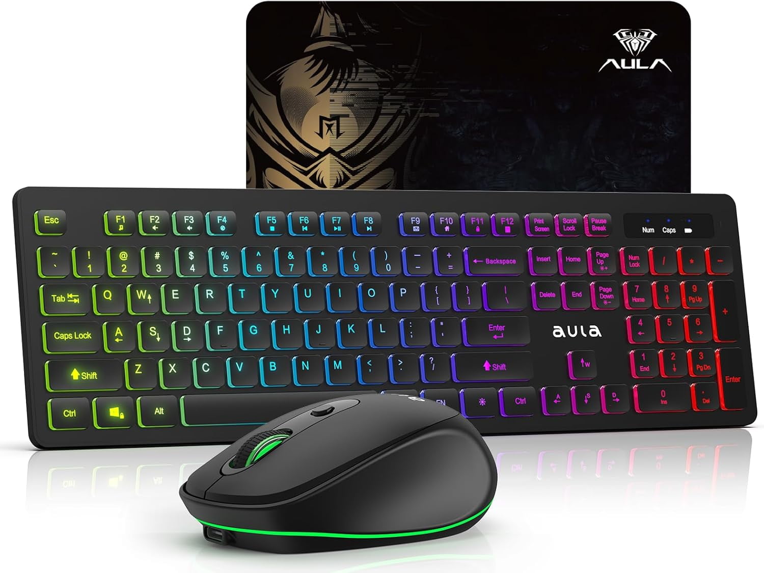 Trahoo Wireless Keyboard And Mouse Combo Rgb Backlit Rechargeable And 2 4ghz Quiet Wireless