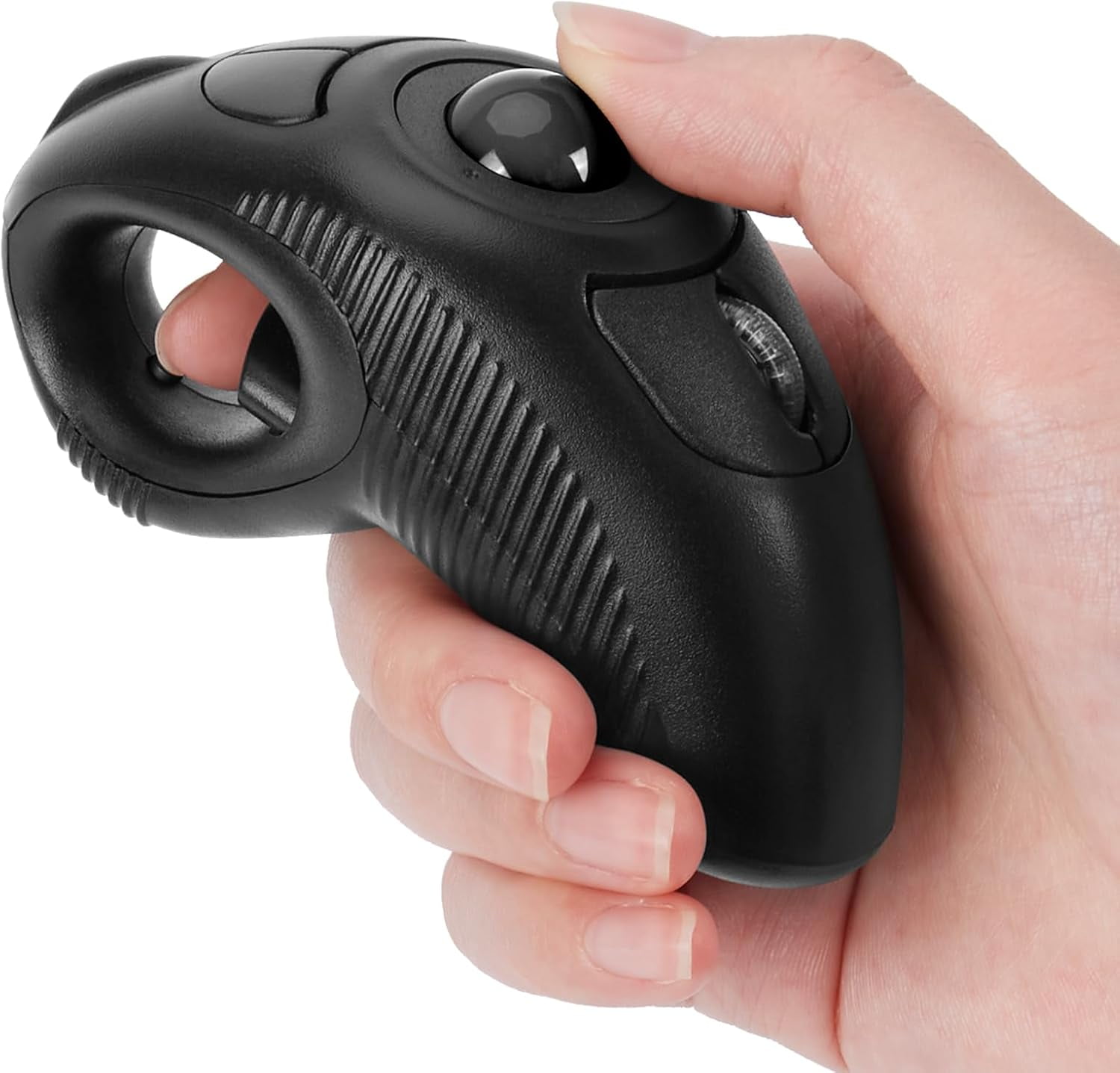 TRAHOO-Wireless USB Handheld Finger Trackball(Black) Mouse with Laser ...