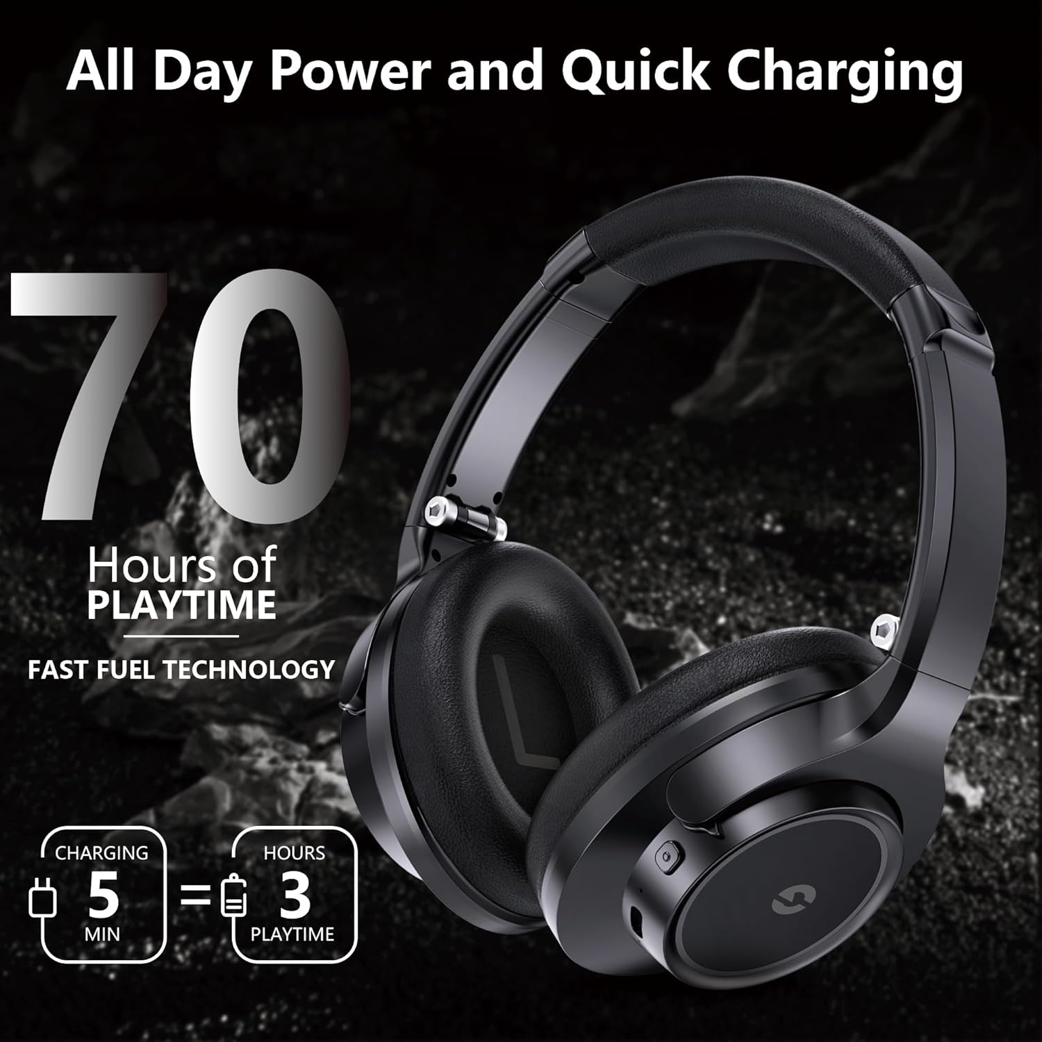 TRAHOO-Wireless headphones bluetooth, Bluetooth Headphones, 70H Playtime Headphones Wireless ...