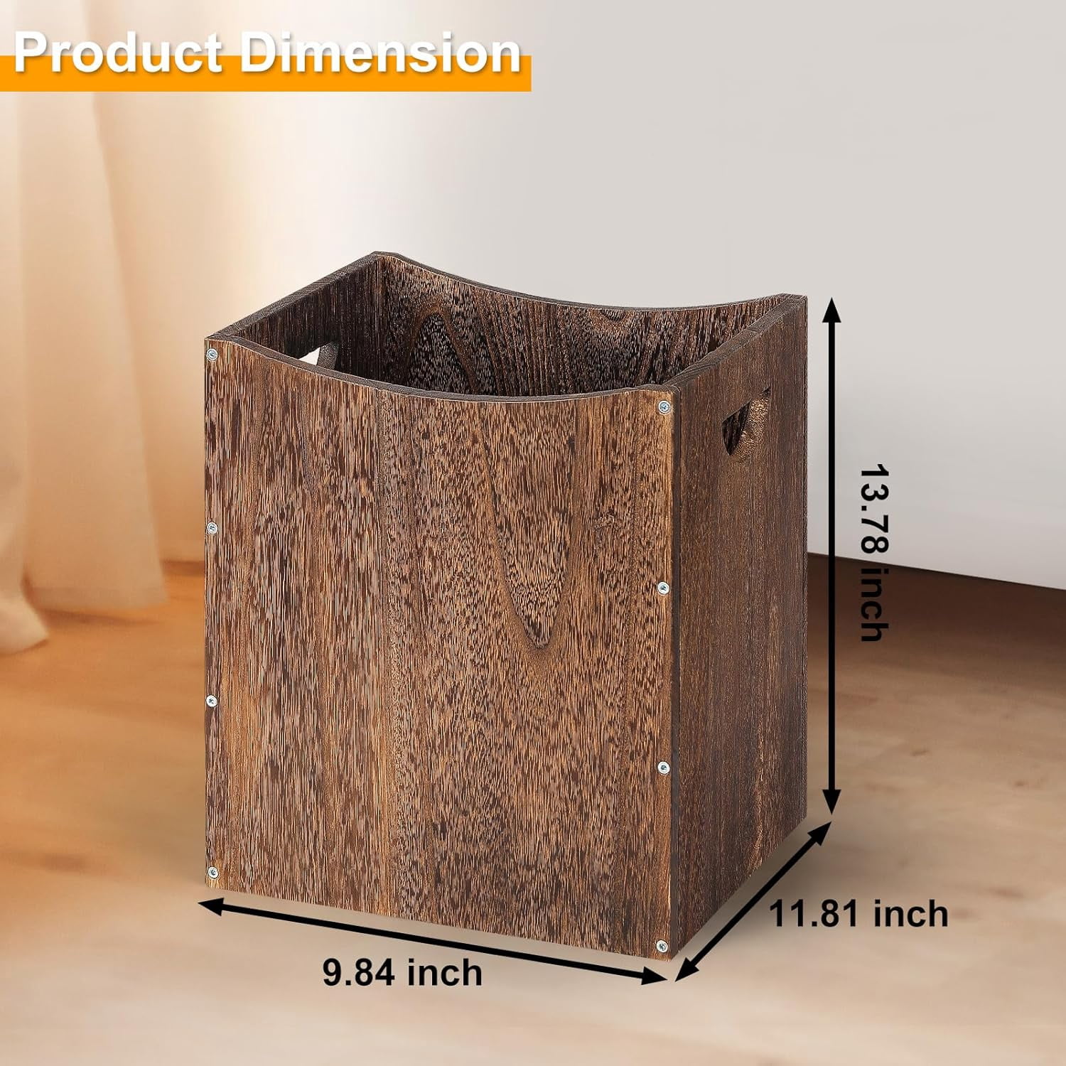 TRAHOO-Wood Trash Can 5 Gallon Farmhouse Wastebasket with Handles ...