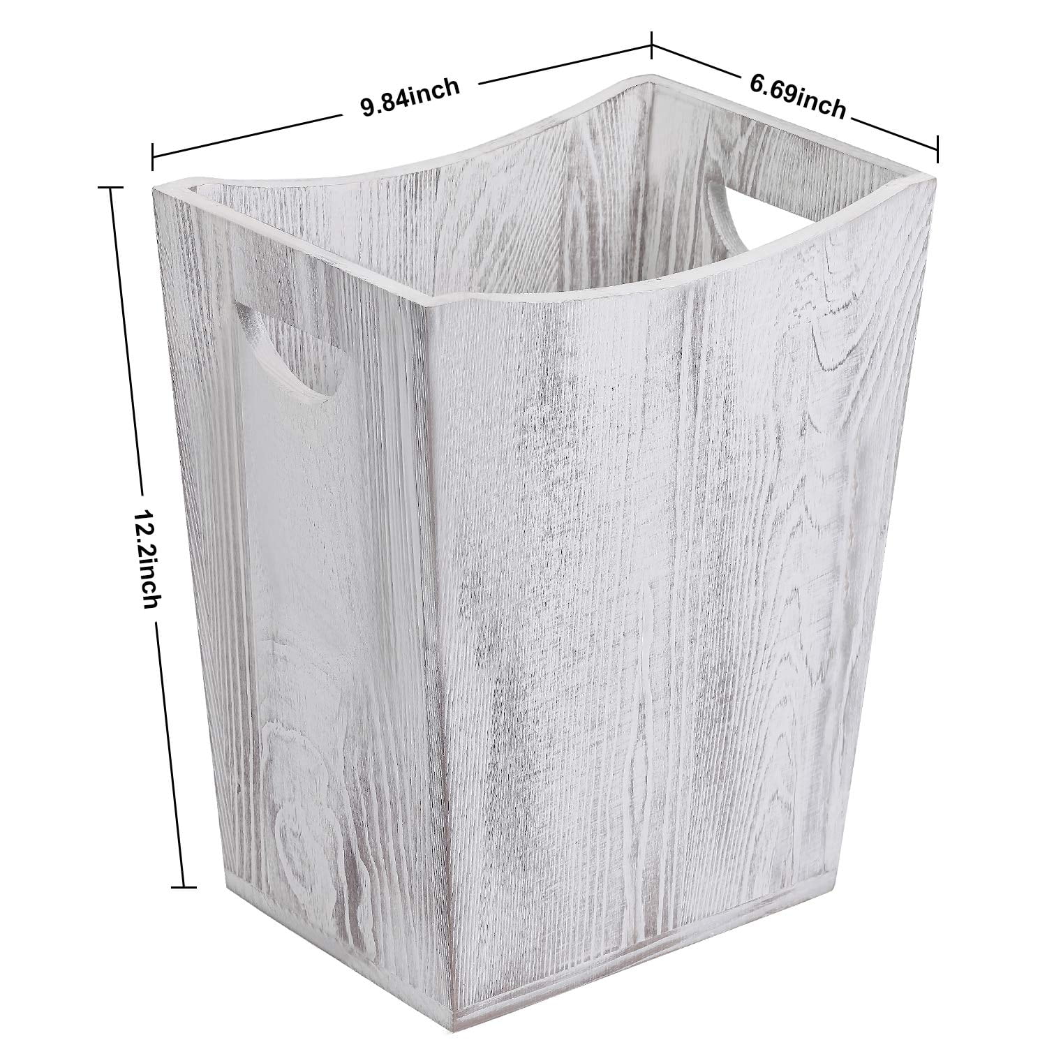 TRAHOO-Wood Trash Can, Bathroom Trash Can Rustic Farmhouse Style ...