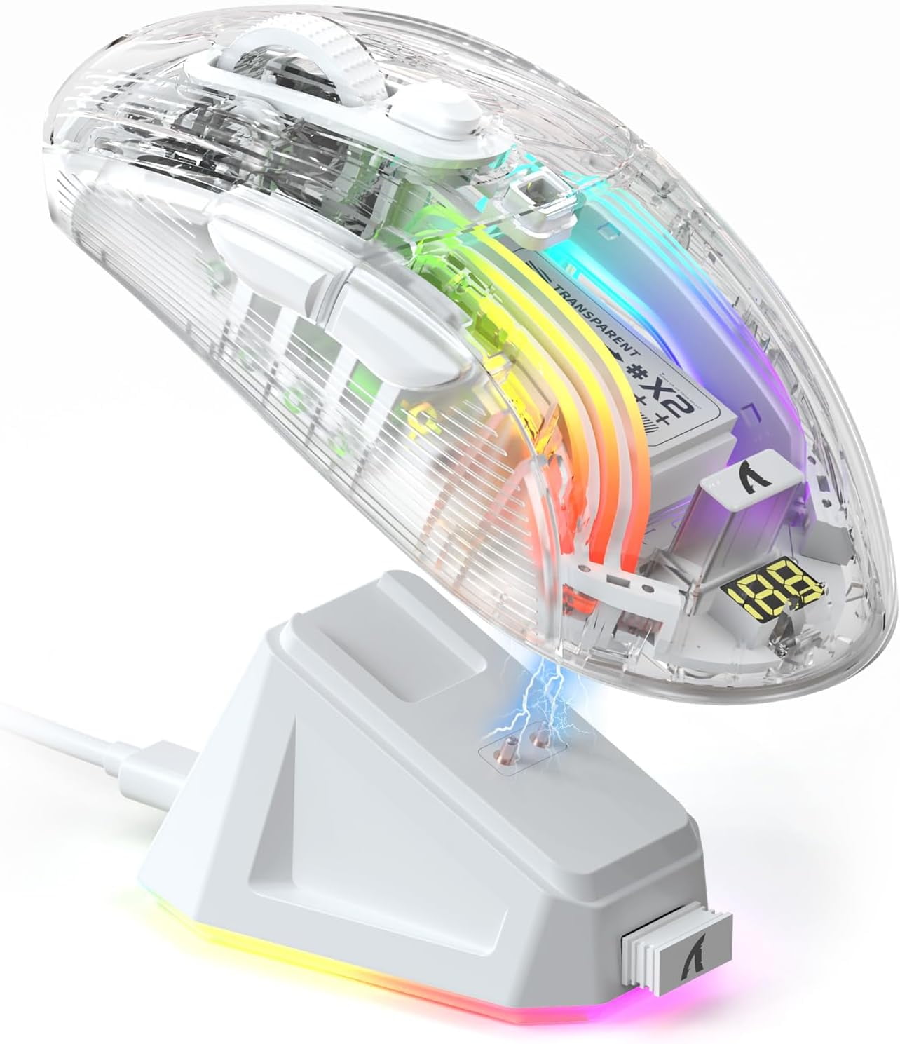 TRAHOO-X2 Pro Wireless Gaming Mouse with RGB Charging Dock,Tri-Mode PC ...