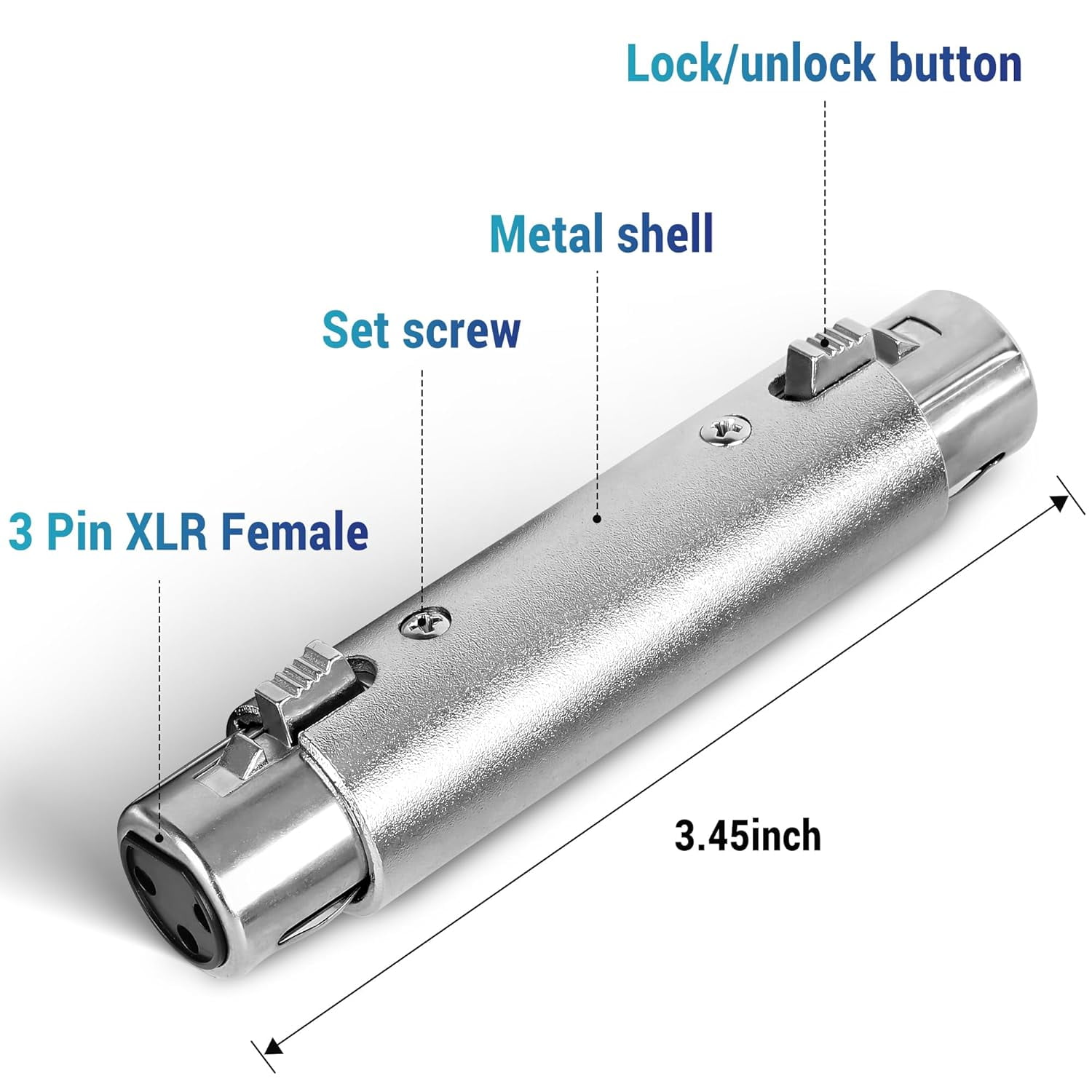 TRAHOO-XLR Female to XLR Female Adapter 2 Pack3-Pin XLR Female to 3-Pin ...