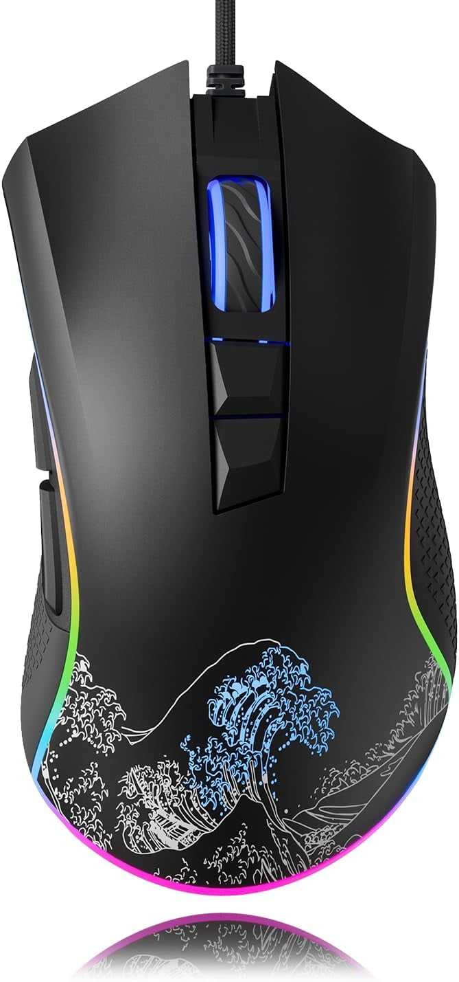 TRAHOO-XVX Wired Gaming Mouse, 12000 DPI RGB Gaming Mouse with 12 ...
