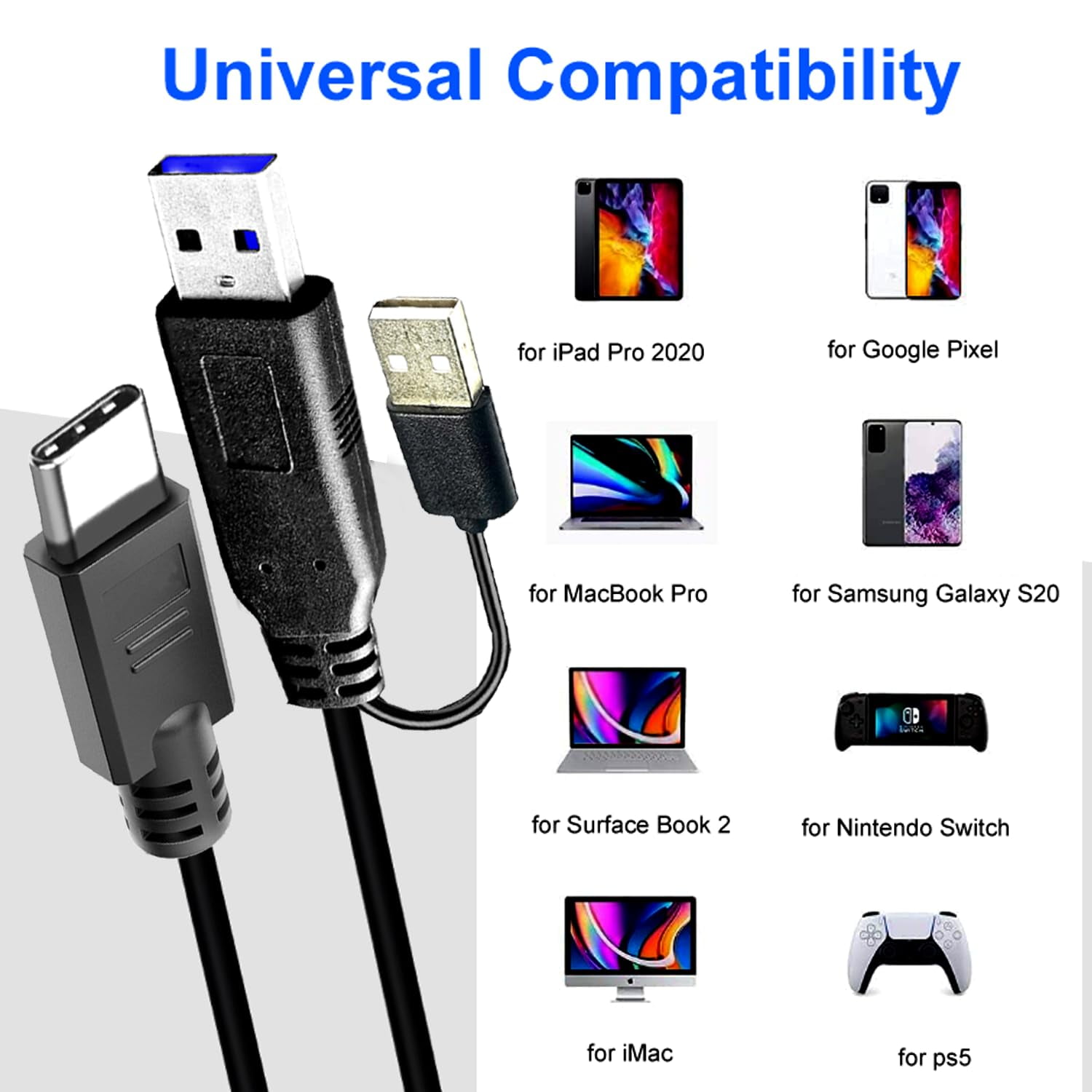 TRAHOO-YOTETION Long USB3.0 A to C Cable 60FT,USB3.0 A Cable to USB C 3 ...