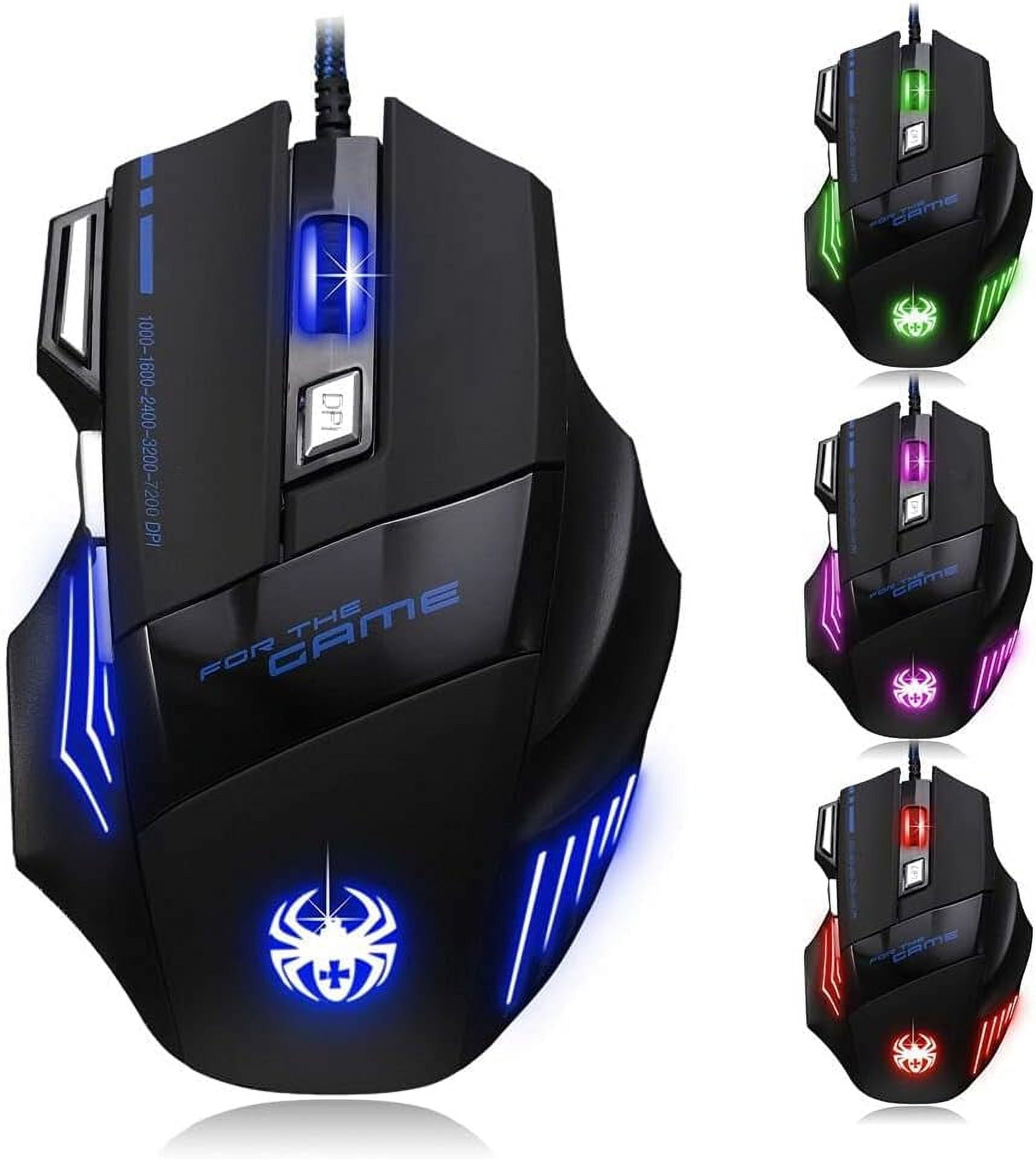 TRAHOO-Zelotes Ergonomic 7200 DPI LED Optical Wired Gaming Mouse Mice 7 ...
