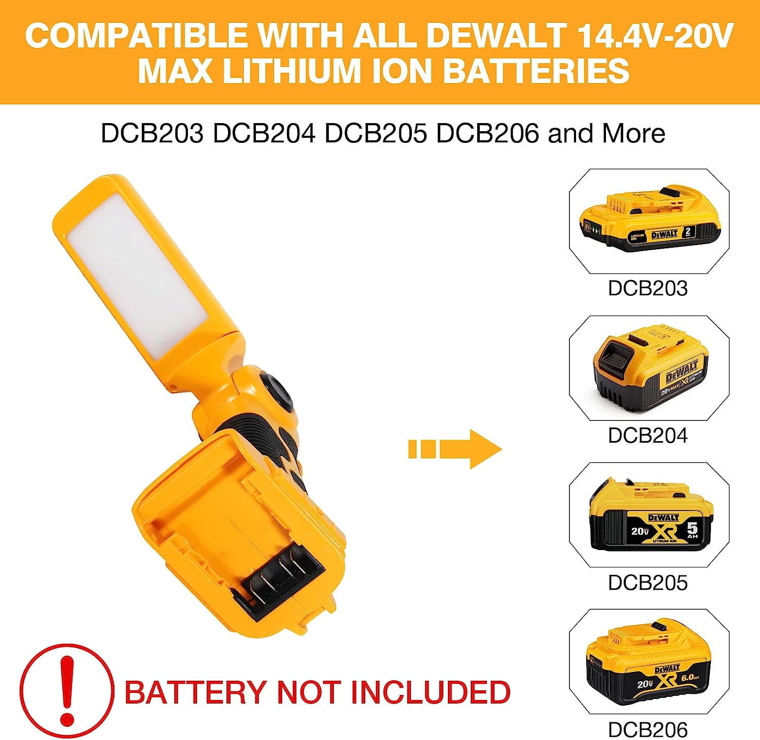 TRAHOO-for Dewalt 20v Led Work Light, 12W 1000LM Cordless Handheld ...
