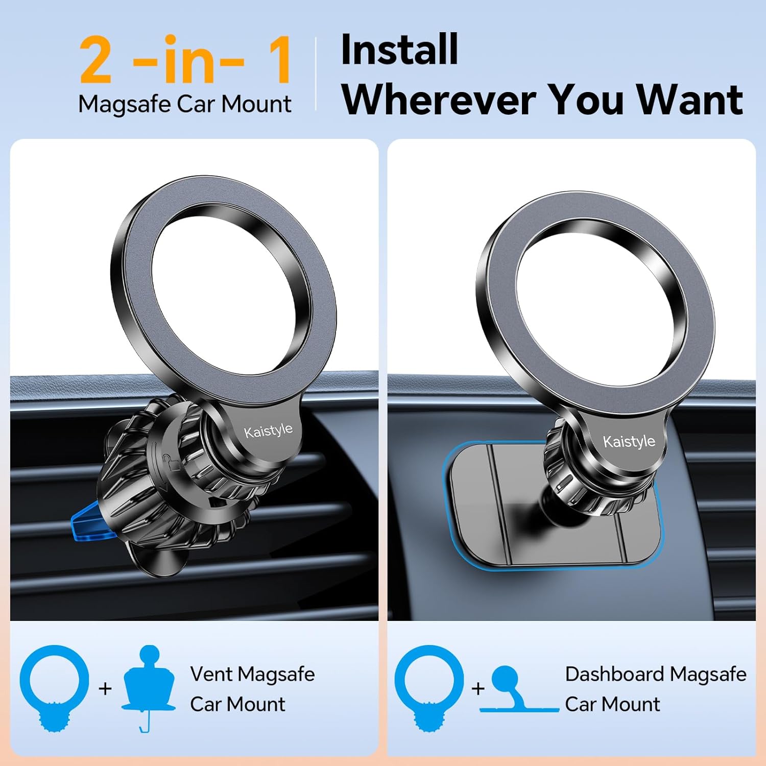 TRAHOO-for MagSafe Car Mount - [20 Super Magnets] Magnetic Car Phone ...