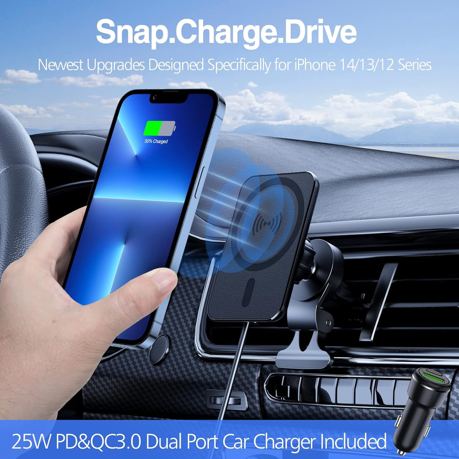 TRAHOO-for MagSafe Car Mount Charger for iPhone 15, 15W Fast Charging ...