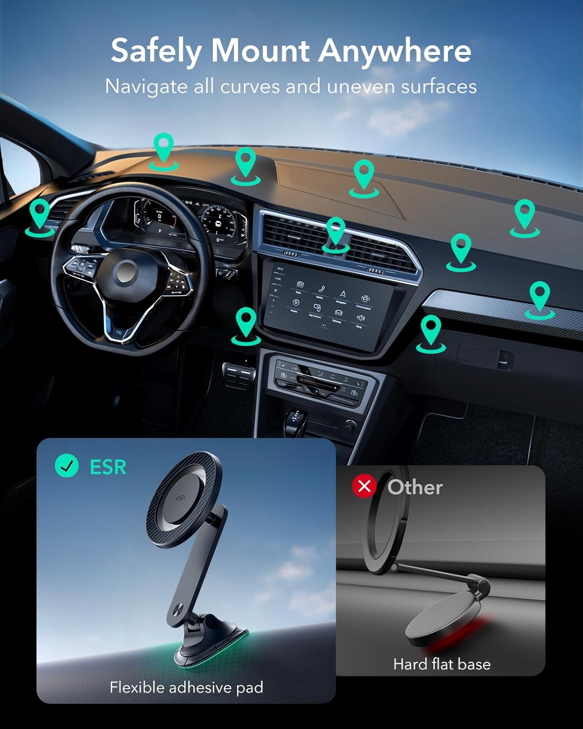 TRAHOO-for MagSafe Car Mount, Dashboard Magnetic Phone Holder for Car ...