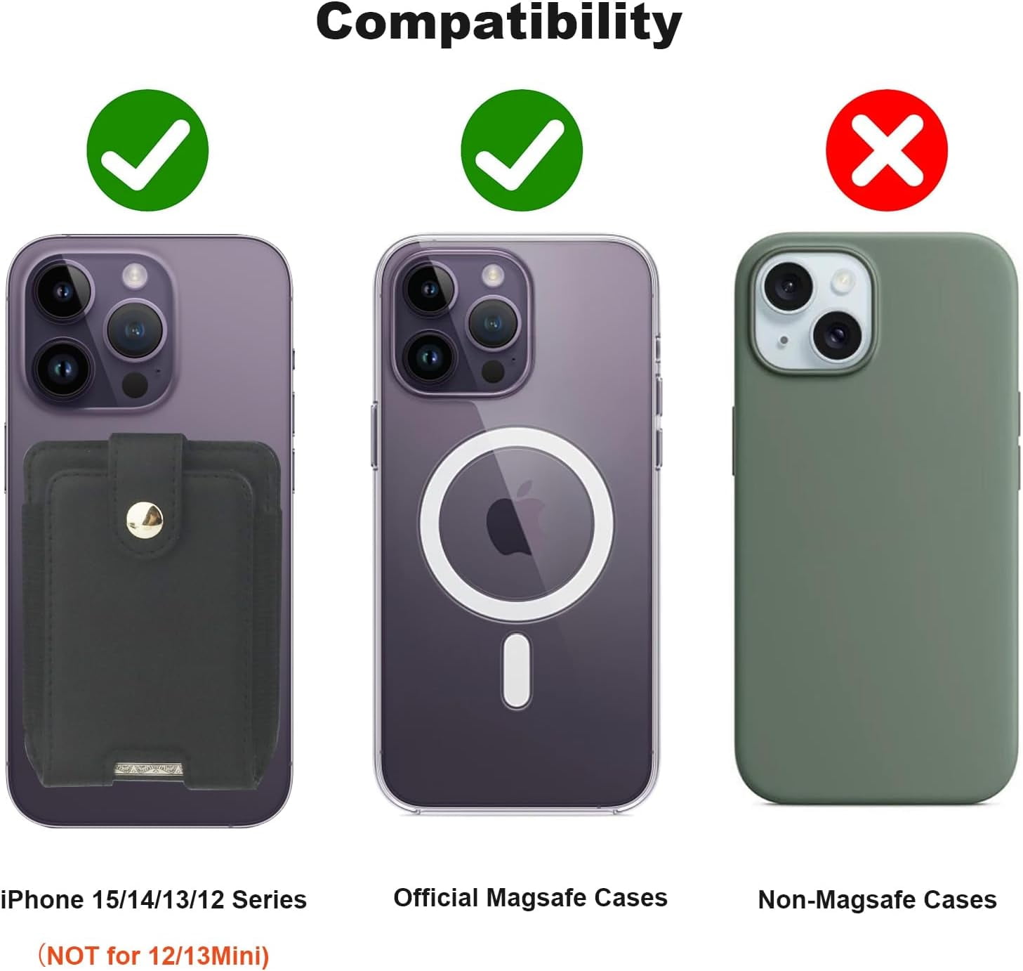 TRAHOO-for MagSafe Wallet Card Holder with Magnetic, Mag Safe Leather ...