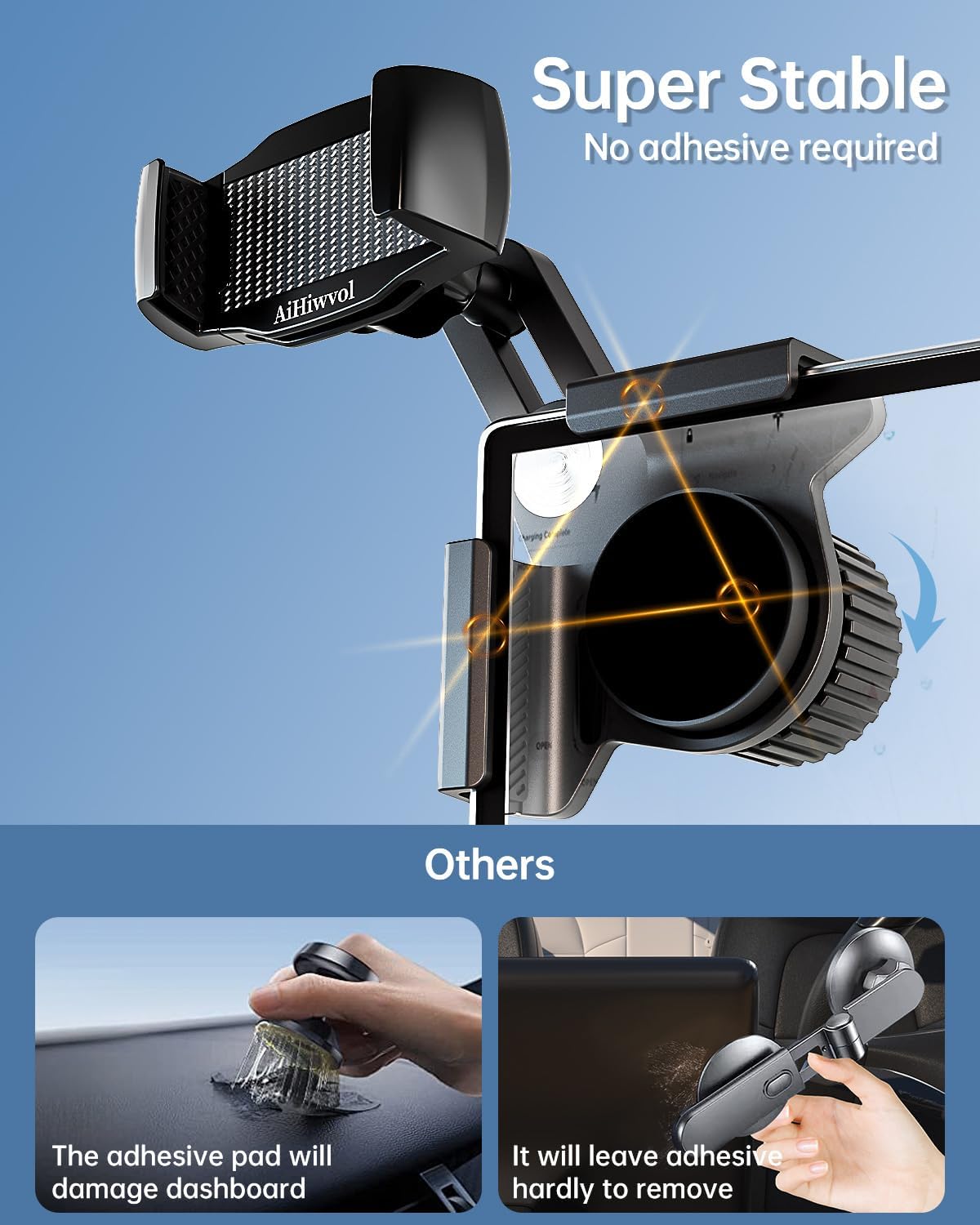 TRAHOO-for Tesla Phone Mount Small Clamp No Blocking View,Never Loosen ...