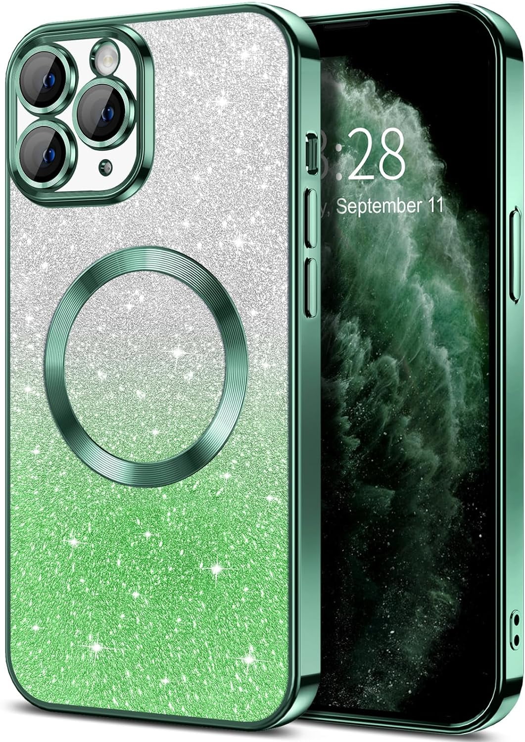 TRAHOO-for iPhone 11 Pro Case Clear Magnetic Glitter Phone Cases ...