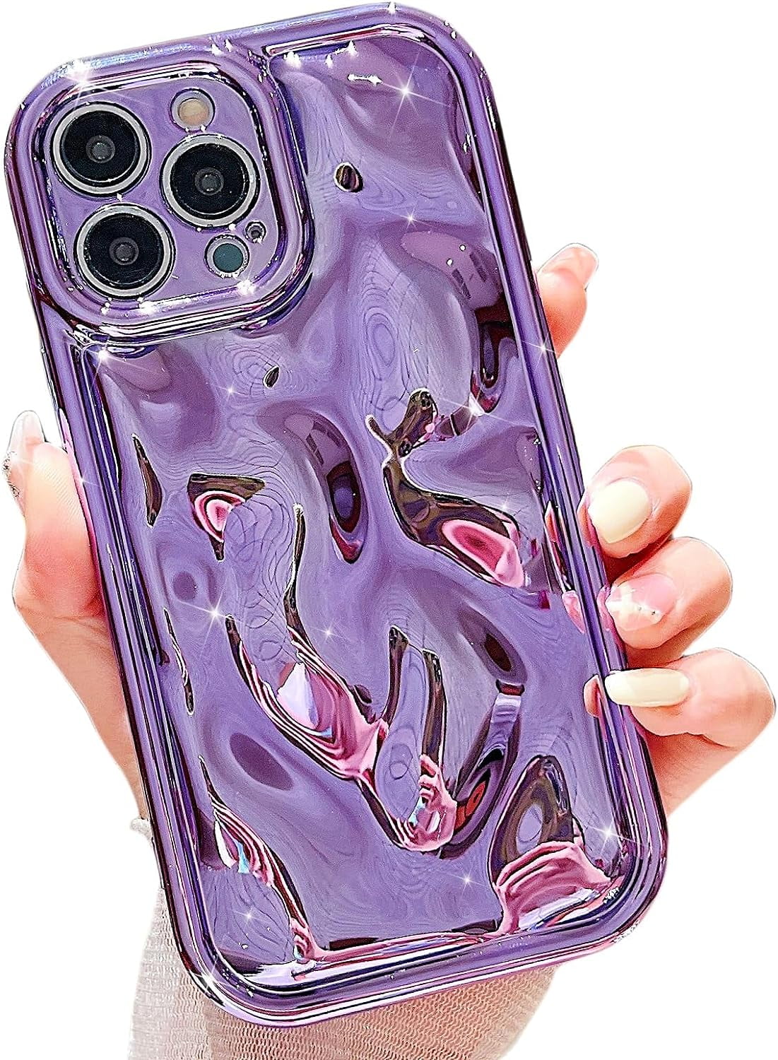 TRAHOO-for iPhone 13 Pro Meteorite Bubble Pattern Chrome Plating ...