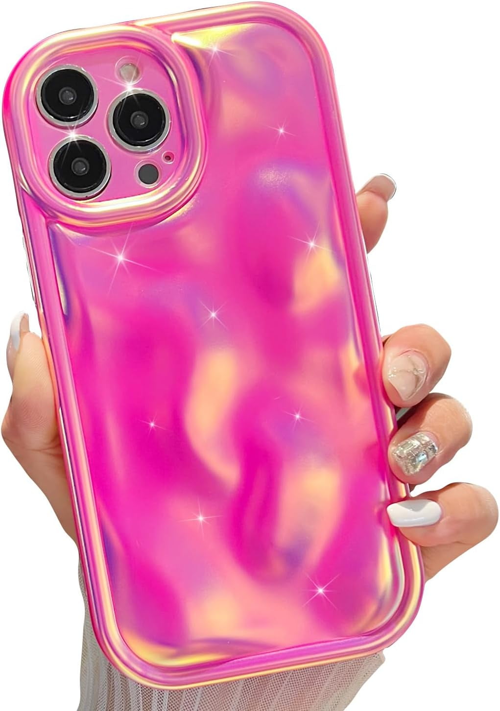 TRAHOO-for iPhone 14 Pro Max Meteorite Bubble Pattern Chrome Plating ...