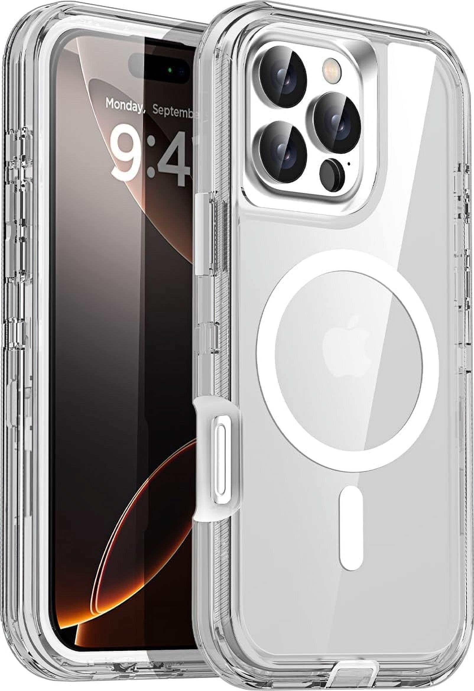 TRAHOO-for iPhone 16 Pro Max Case Clear Compatible with MagSafe 3 in 1 Heavy Duty Drop ...